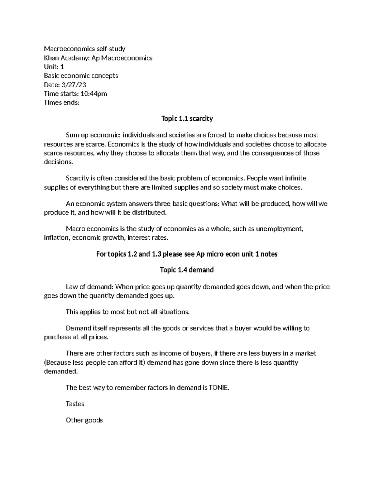 Ap macro econ unit 1 - Basic summmary of unit 1 - Macroeconomics self ...