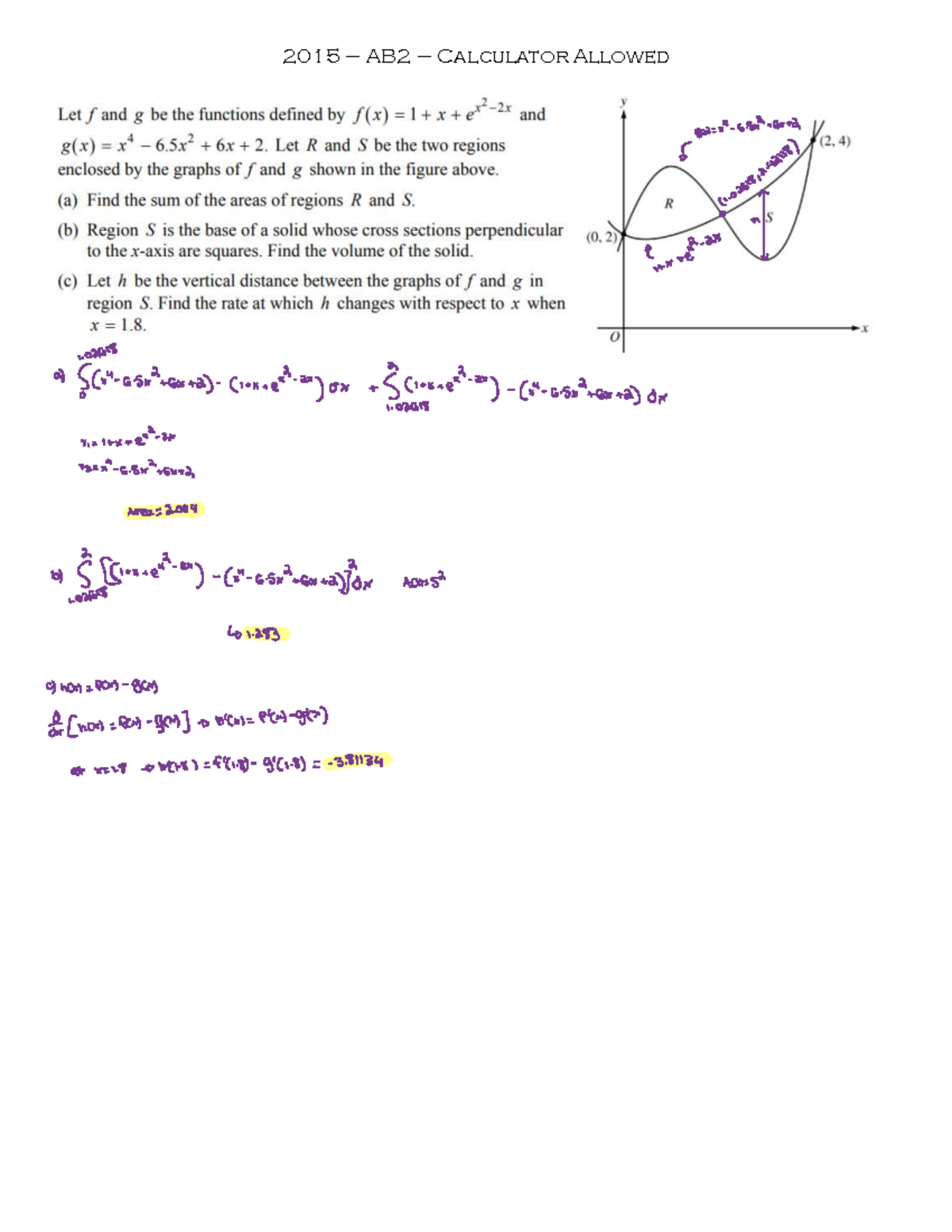 2015 AB2 - AB2 - MATH 141 - 2015 – AB2 – Calculator Allowed go 65 2 6 ...