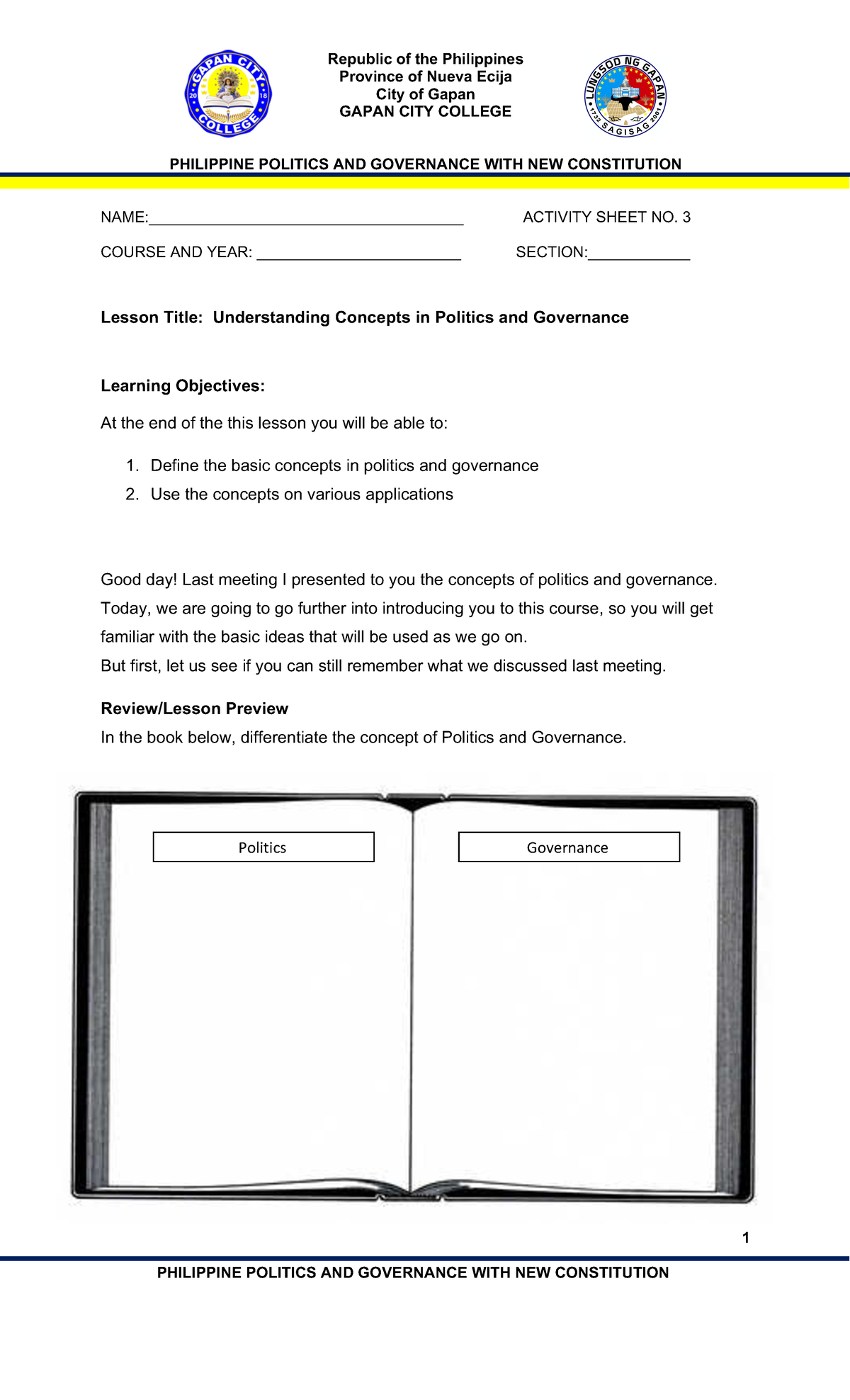 Philgov-3: Understanding Concepts in Politics and Governance - Studocu