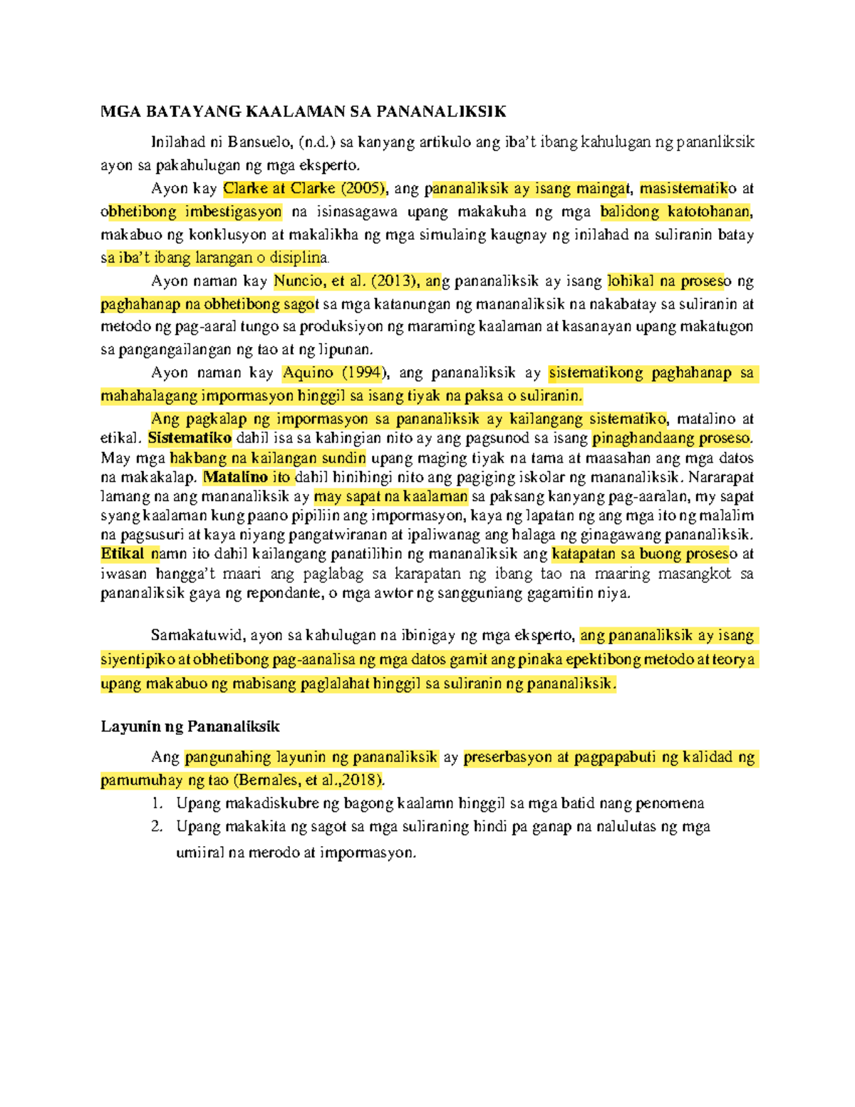 Pananaliksik- Reviewer at Mga Batayang Kaalaman sa Pananaliksik - Studocu