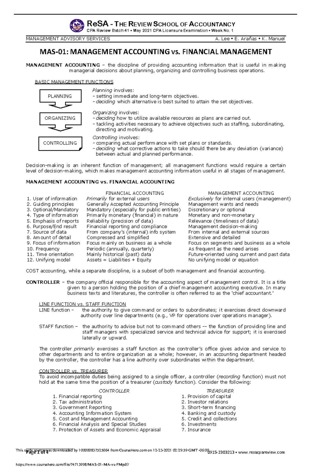 MAS 01 MA Vs - Accountancy is the best in college programs. - ReSA ...