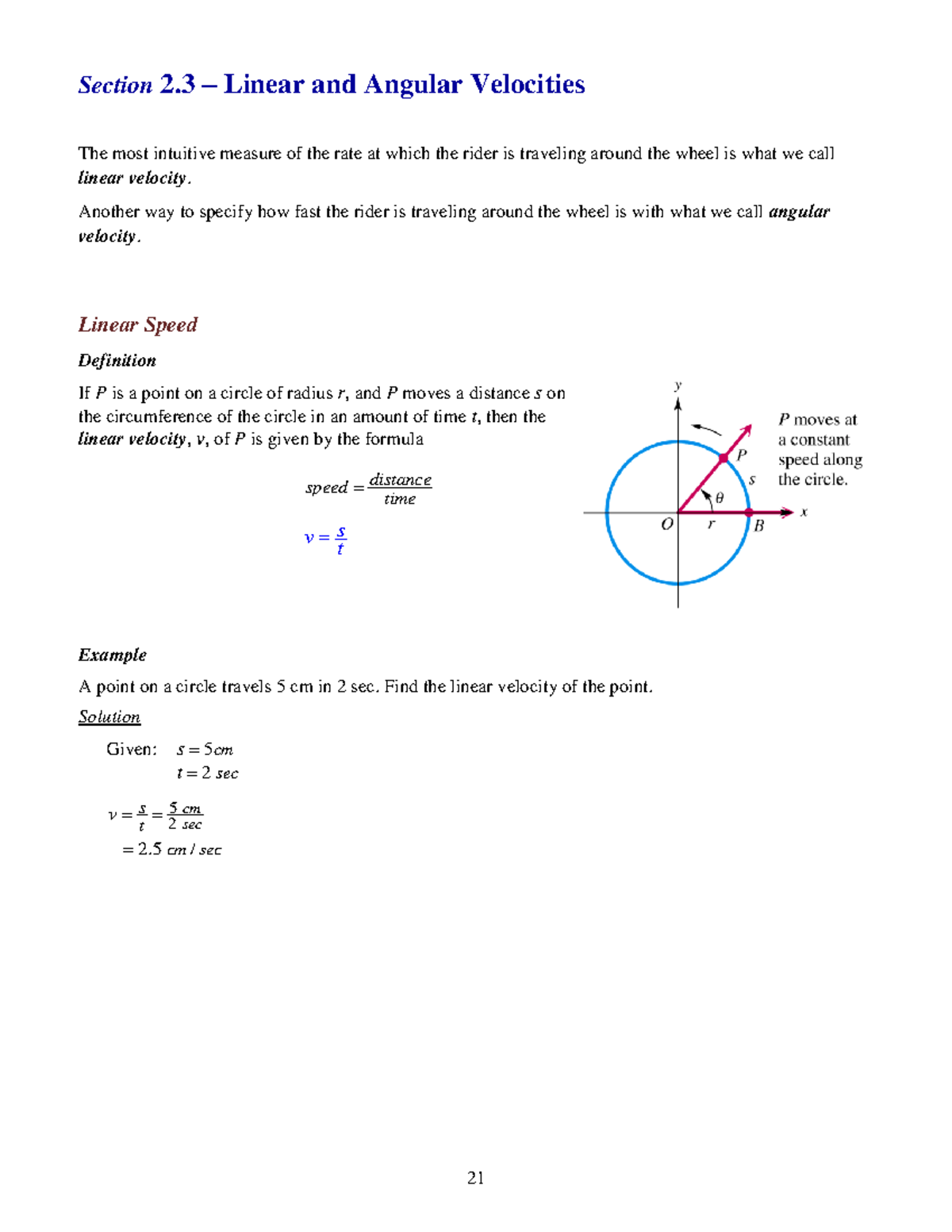 Practice - linear Angular Speed 2 - Section 2 – Linear and Angular Velocities The most intuitive ...