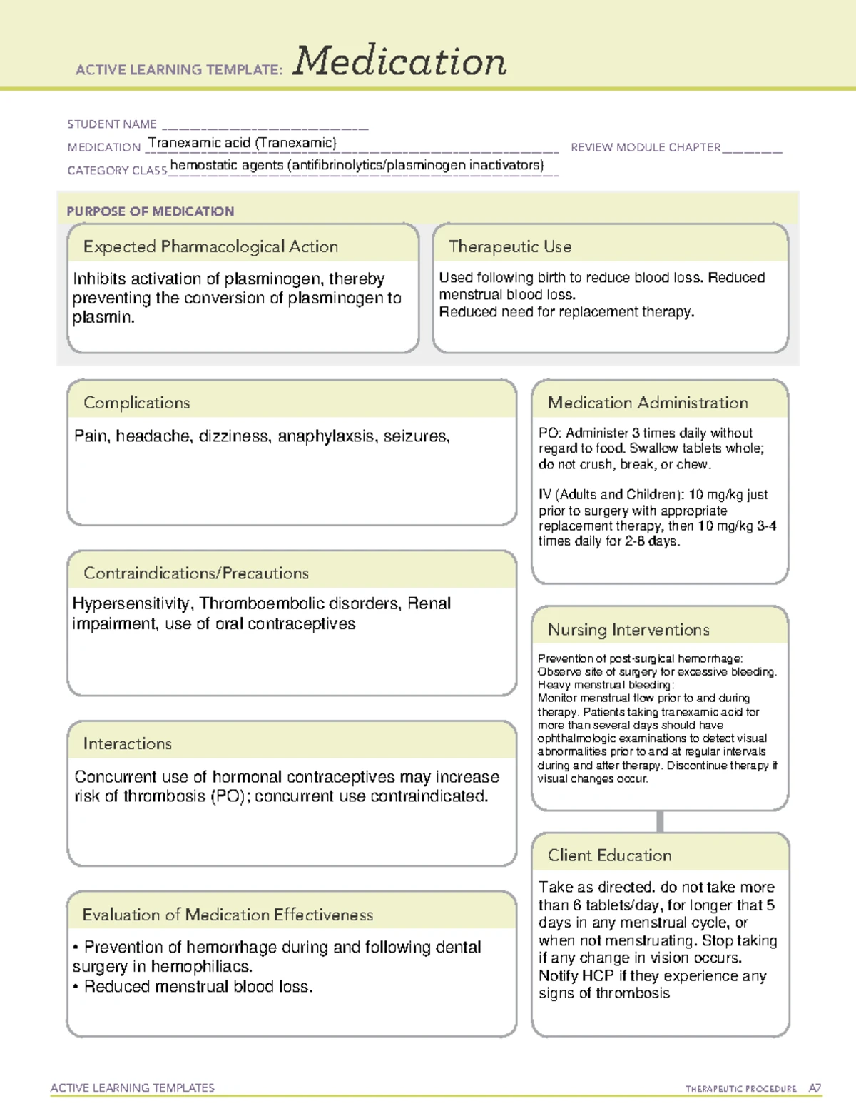 ATI Medication Sheets: Active Learning Templates for Nursing Students ...