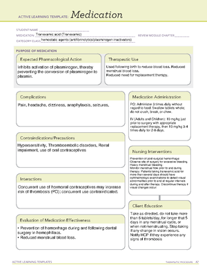 Active Learning Template Basic Concept- cocaine toxicity - NUR 136 ...