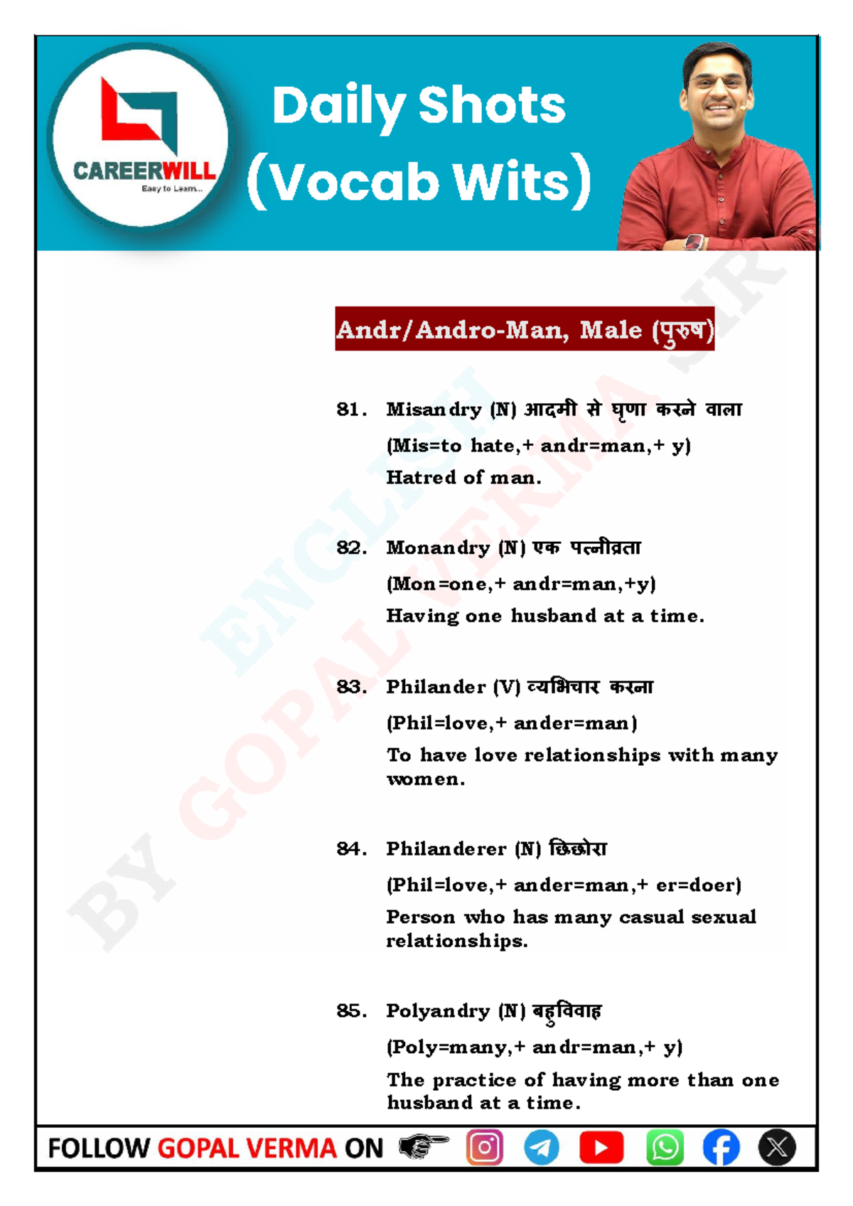 Vocab Wits 05: Daily Shots on Misandry & Related Terms - Studocu