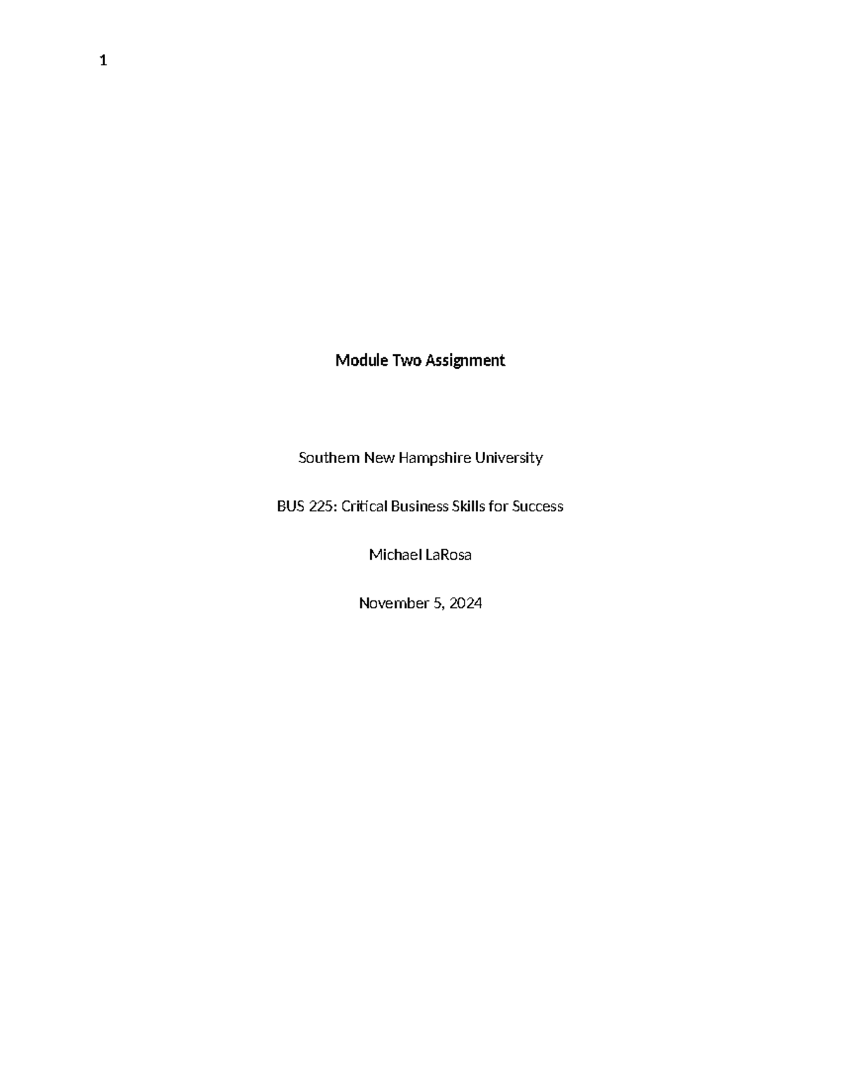 BUS-225 Module 2 Assignment - Module Two Assignment Southern New Hampshire University BUS 225 ...