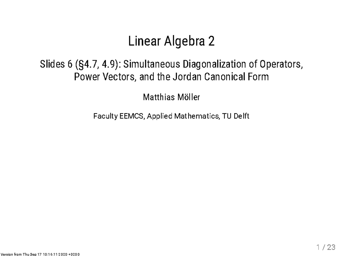 Jordan Canonical Form & Diagonalization - Linear Algebra 2 Slides 2020 ...