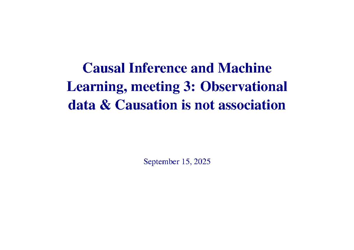 Lecture CIML 3: Causal Inference with Observational Data - Studeersnel