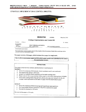 MNG3702 Assignment 2 2025 - MNG DUE: 1 MAY 2025 ASSIGNMENT 1 MEMO 1 Table of Contents ...