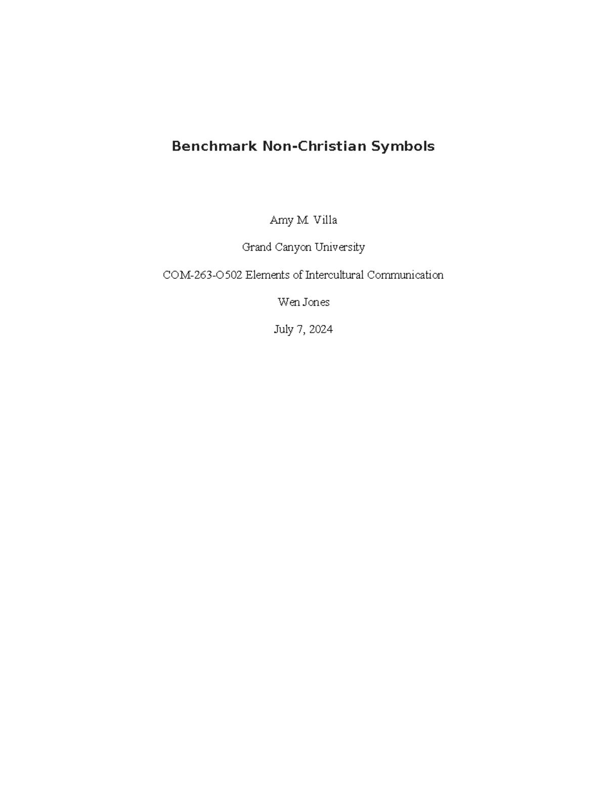 Benchmark Non-Christian Symbols: A Comparative Study in COM-263 - Studocu