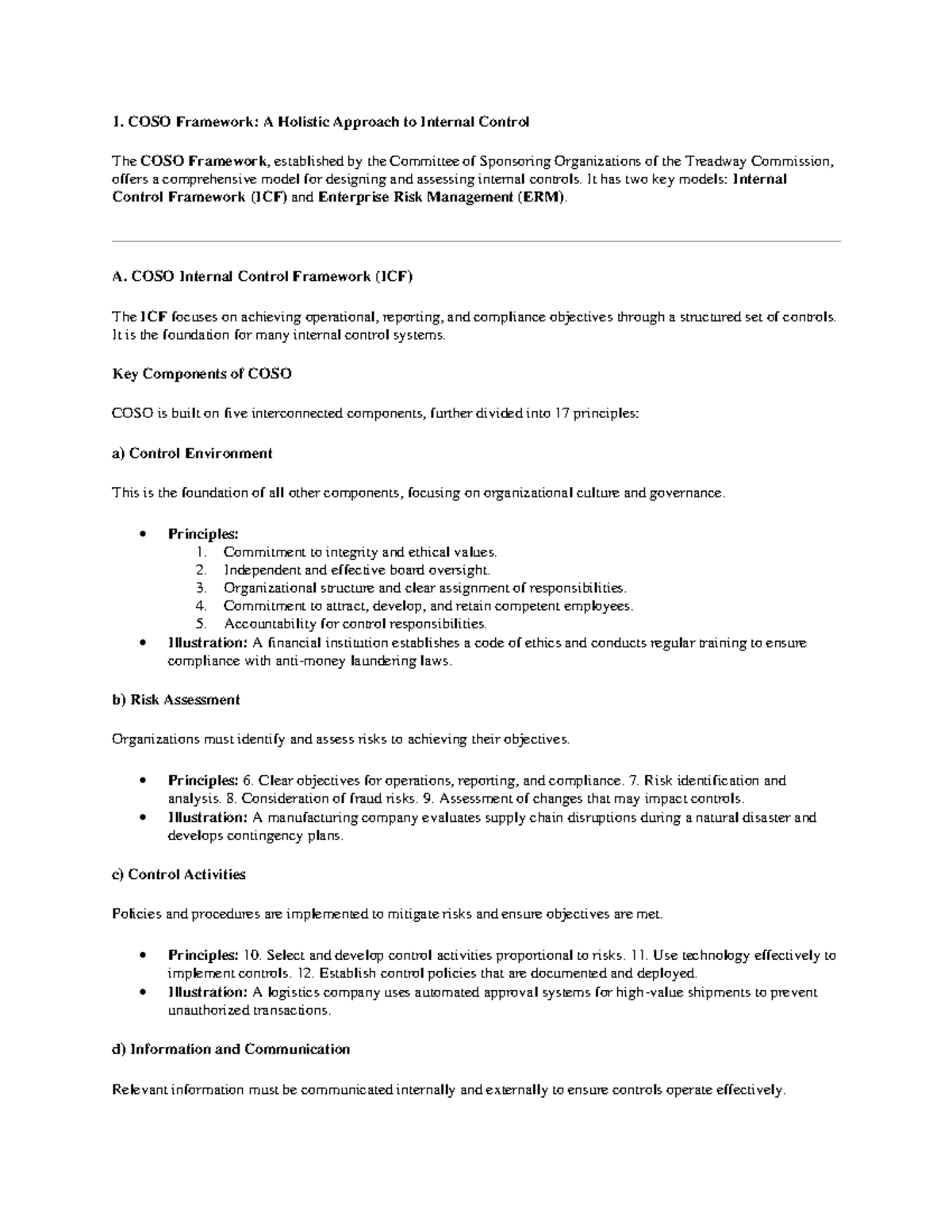 COSO Framework for Operational Audit: ICF & ERM Insights - Studocu