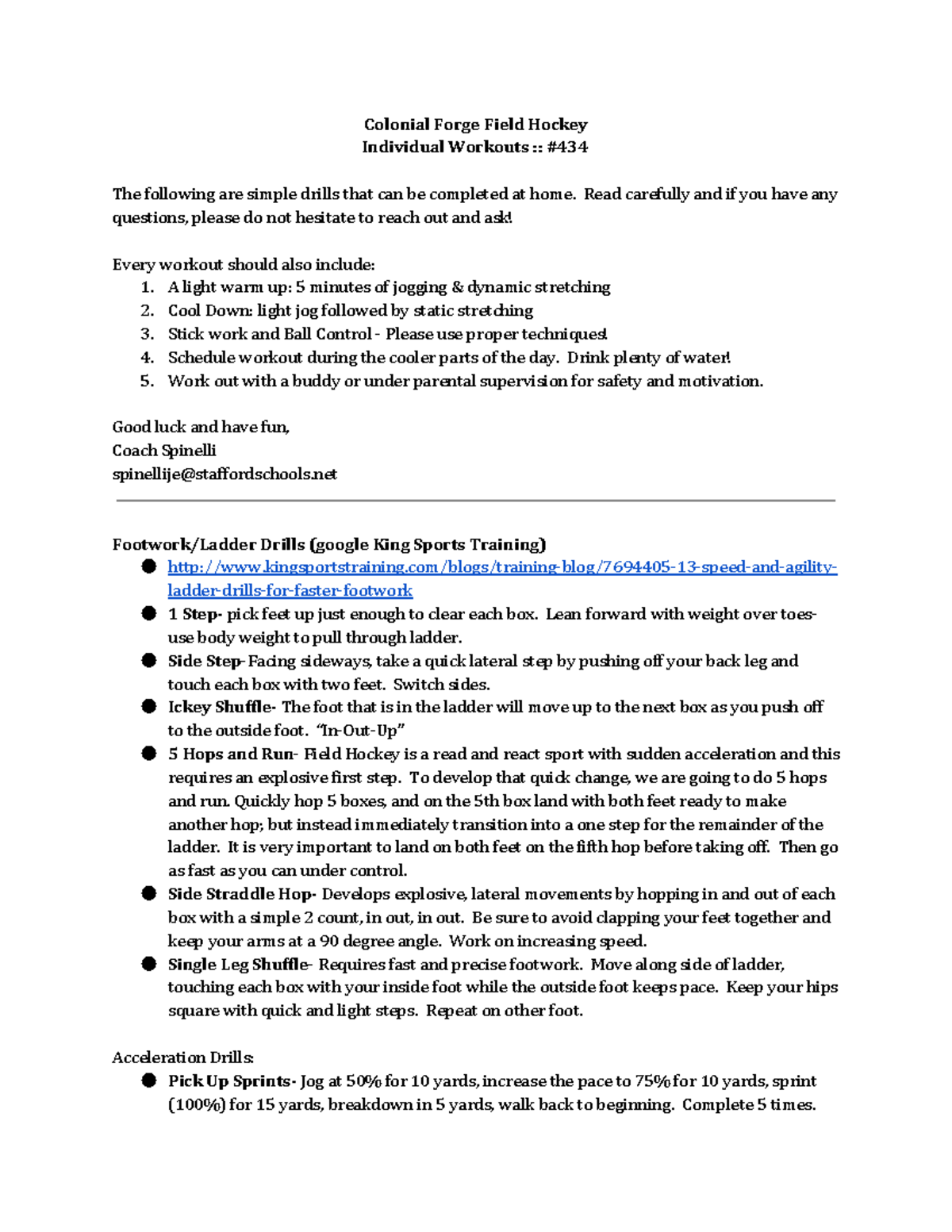 Field hockey workout booklet: Individual drills and exercises - Studocu