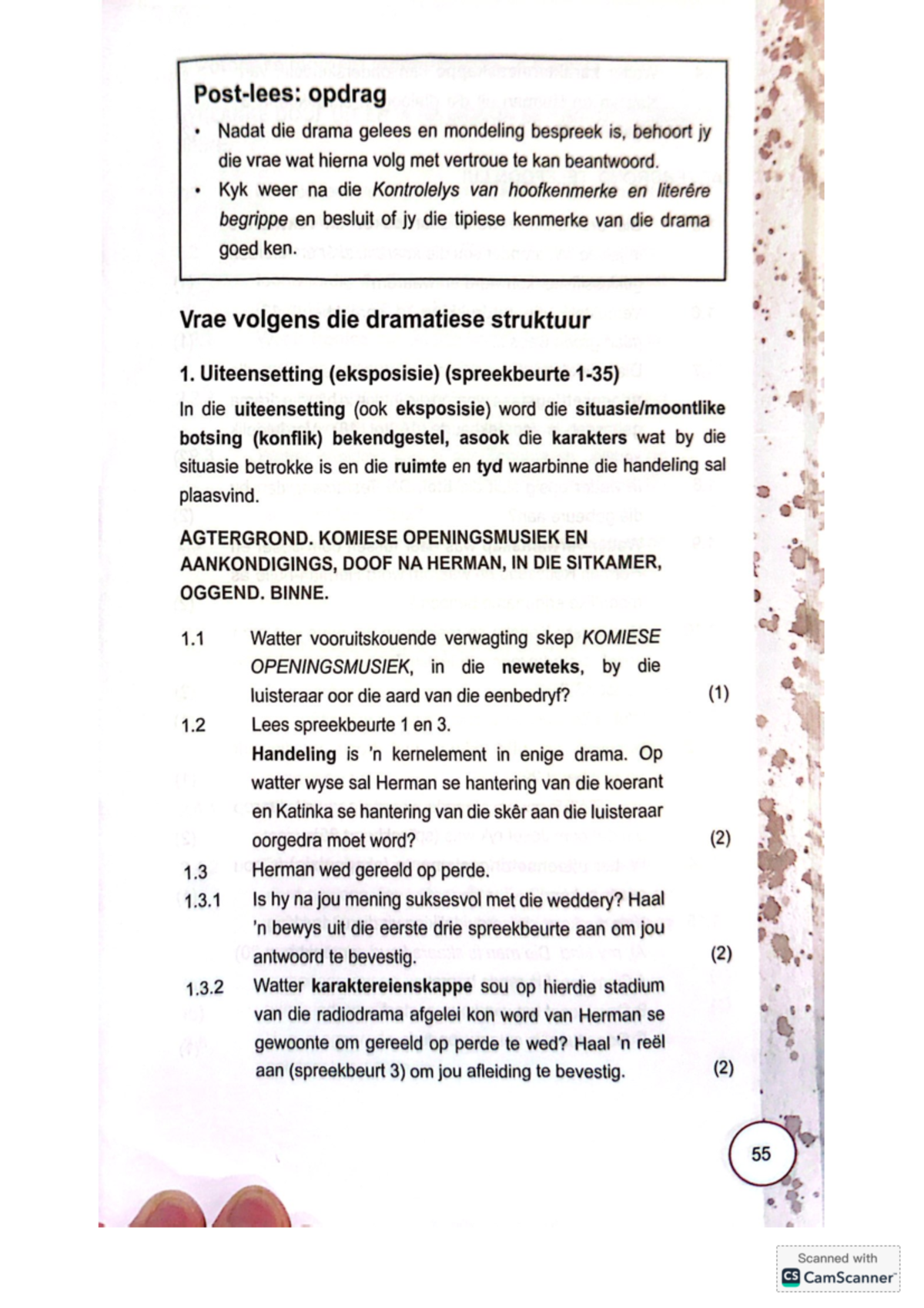 Die Testament: Vrae oor Dramaturgiese Struktuur en Karakters - Studocu