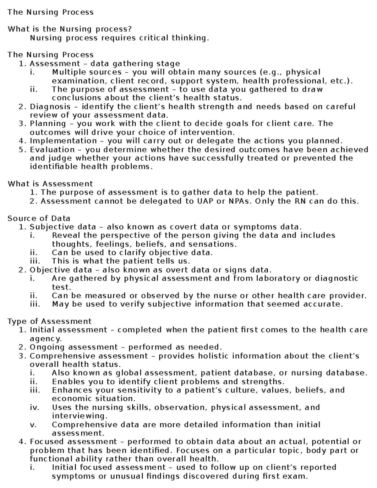 Chapter 5: Overview of the Nursing Process in Professional Practice ...