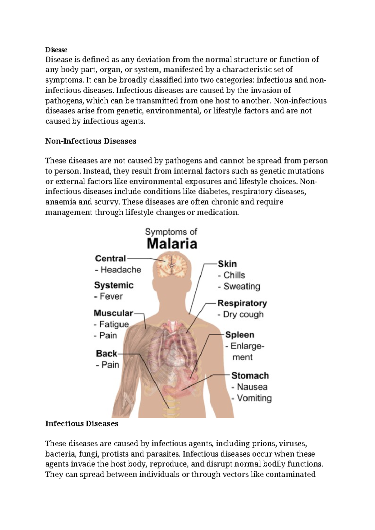 Disease Y11 Revision Notes: Understanding Infectious & Noninfectious ...