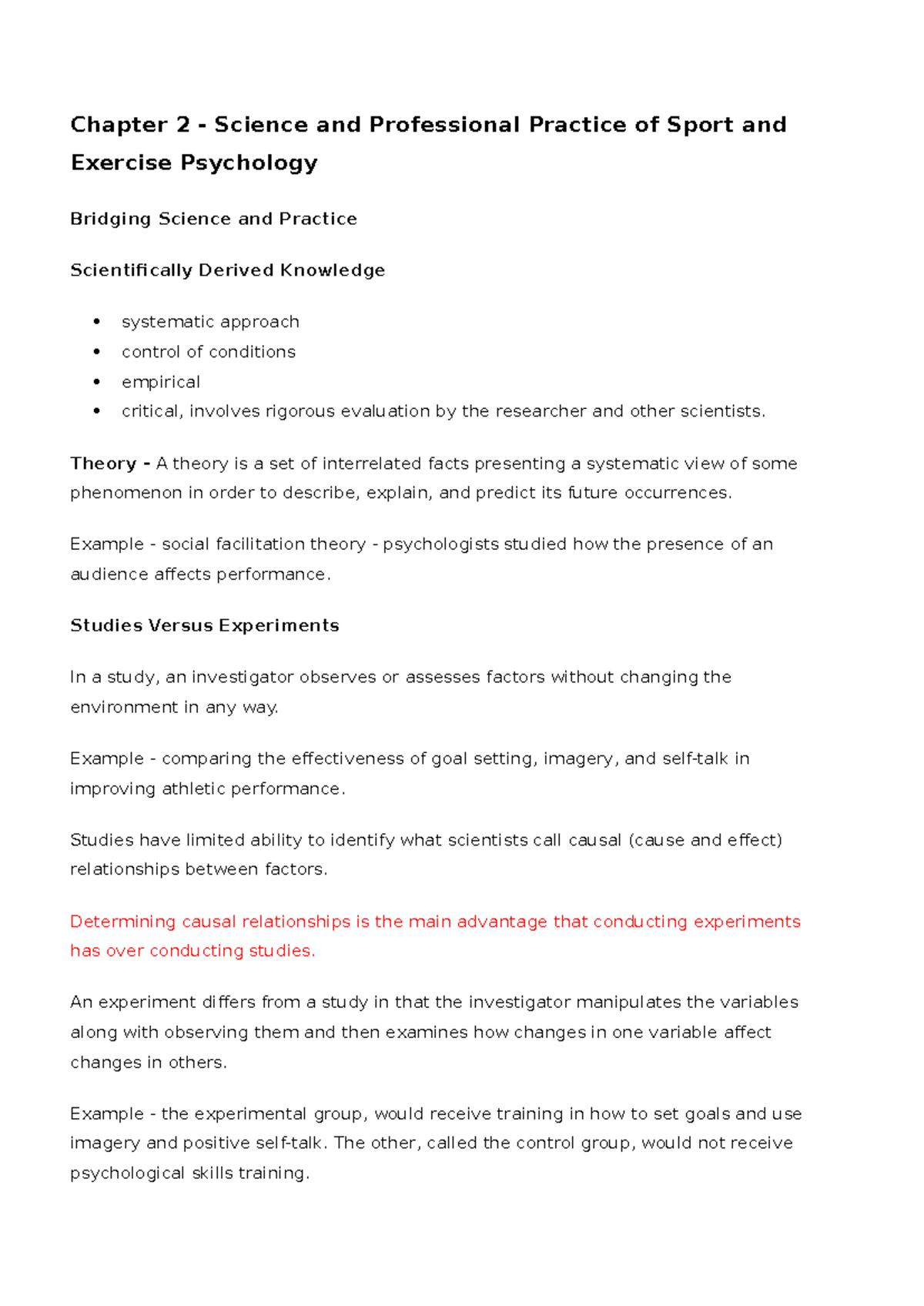 Chapter 2 - Summary Notes on Sport & Exercise Psychology (PSY 301 ...