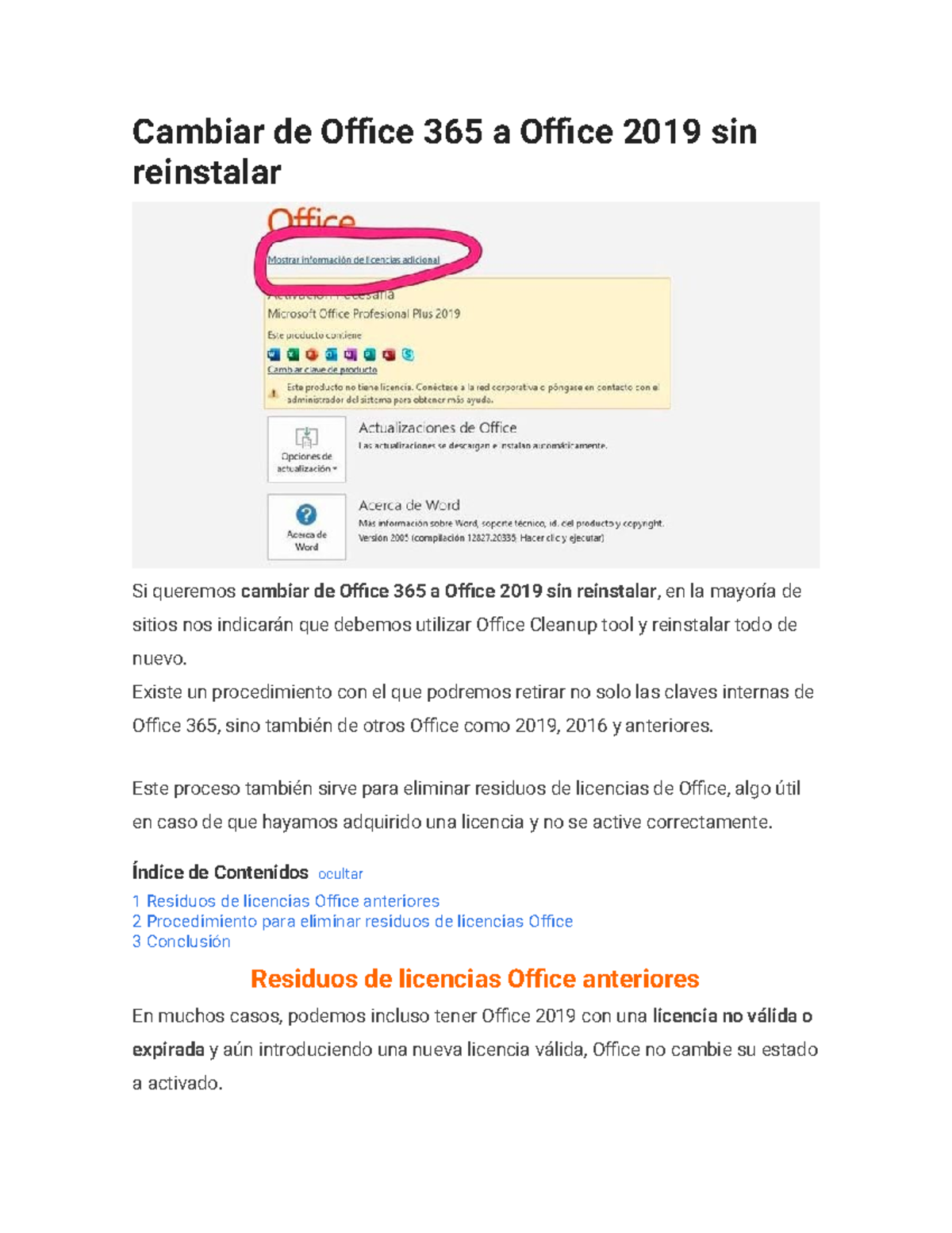 Guía para Cambiar de Office 365 a Office 2019 sin Reinstalar - Studocu