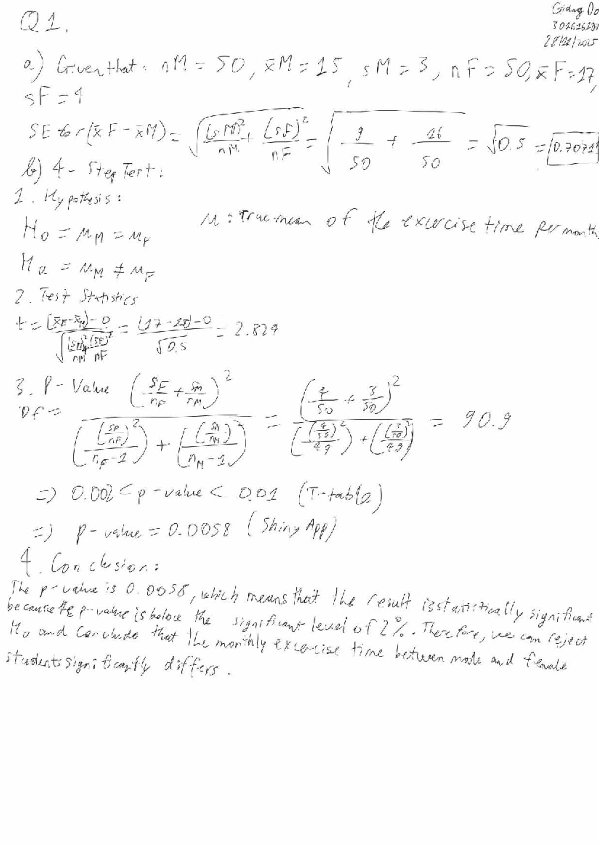 Stat 201: Assignment 3 - Statistical Analysis and Hypothesis Testing ...