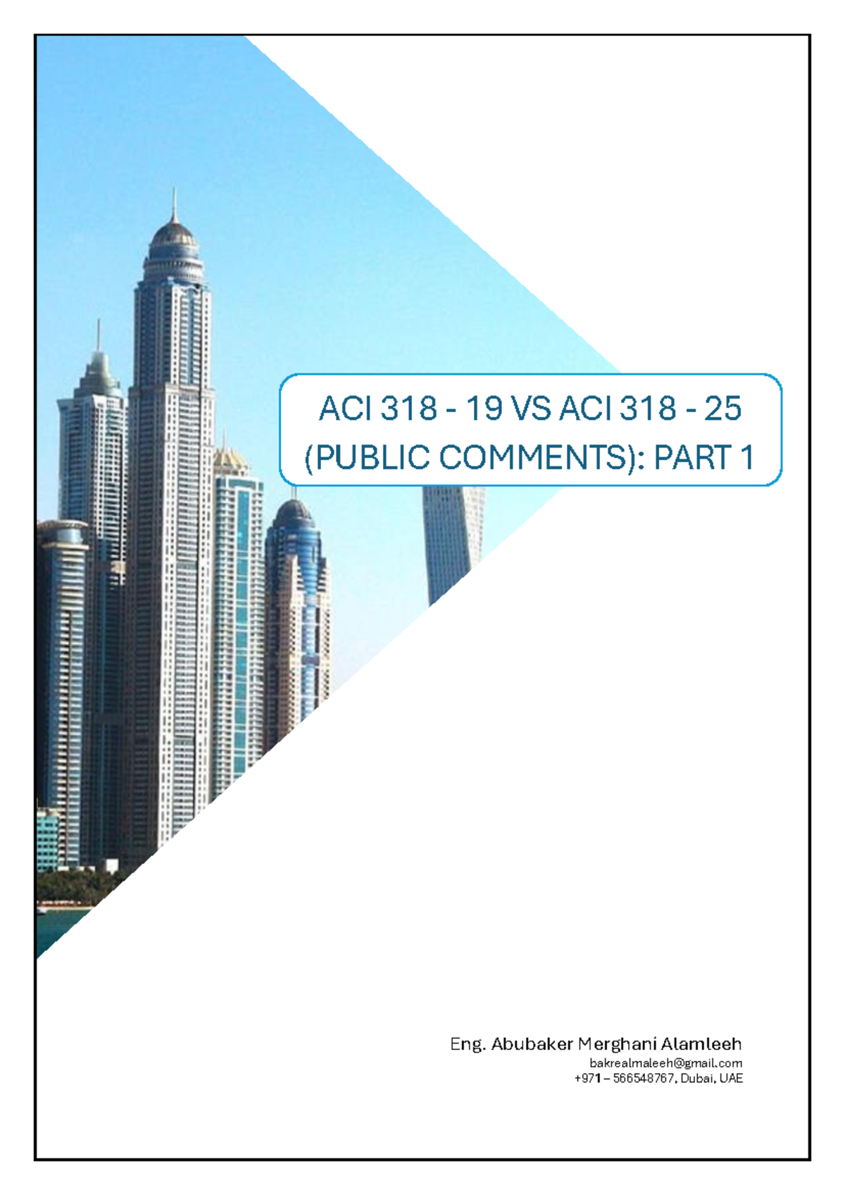 Comparative Analysis of ACI 318-19 & ACI 318-25 Public Comments - Studocu