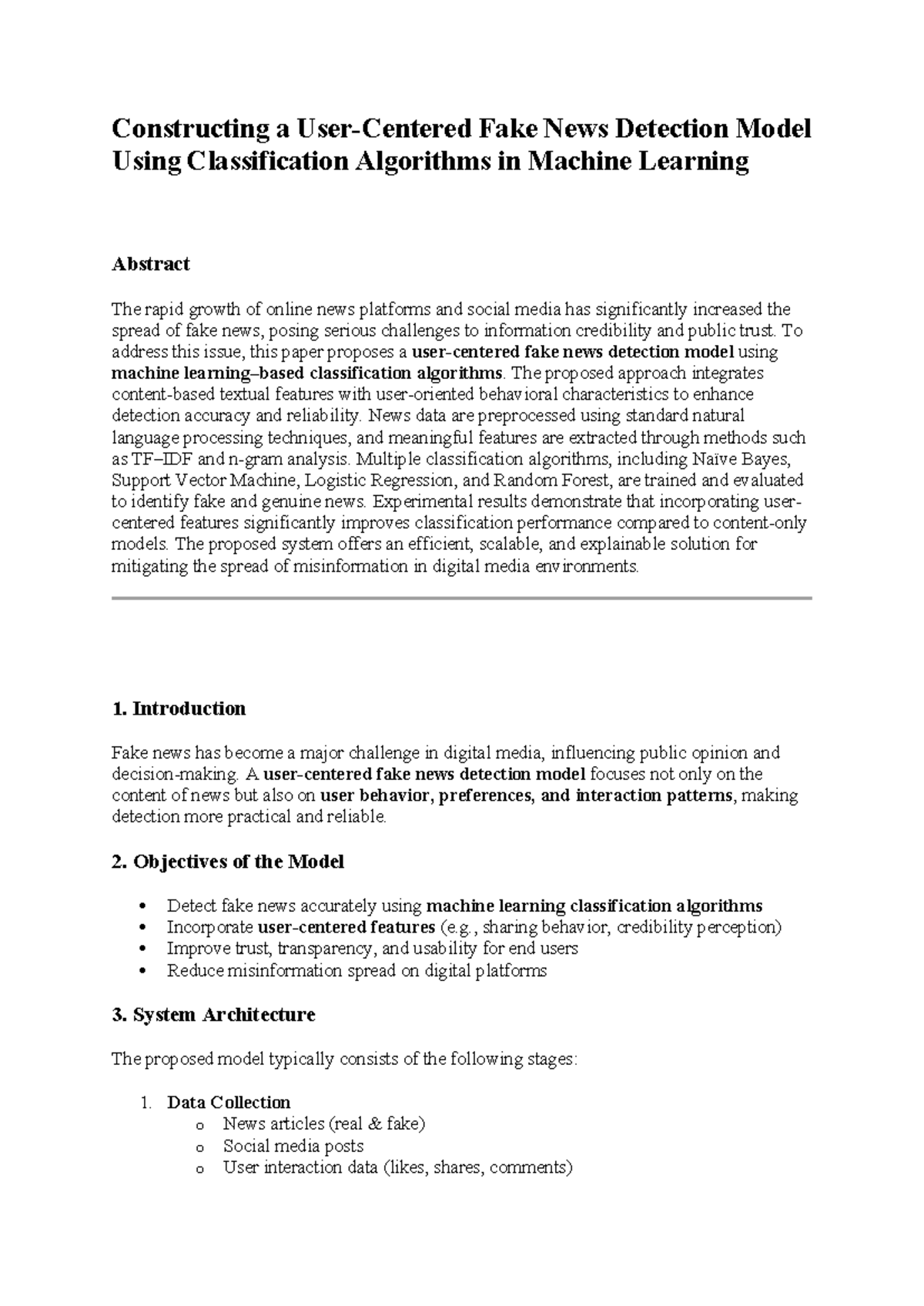 Fake News Detection Model Using ML Classifiers: A Study - Studocu