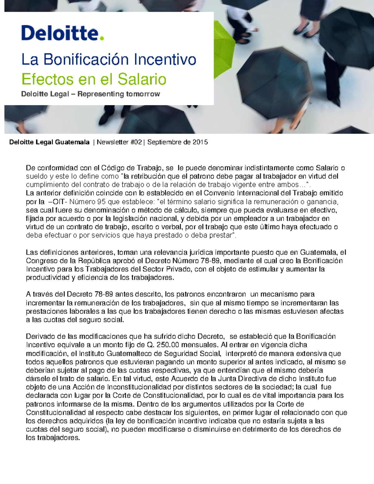 La Bonificación Incentivo-Septiembre - De conformidad con el Código de ...