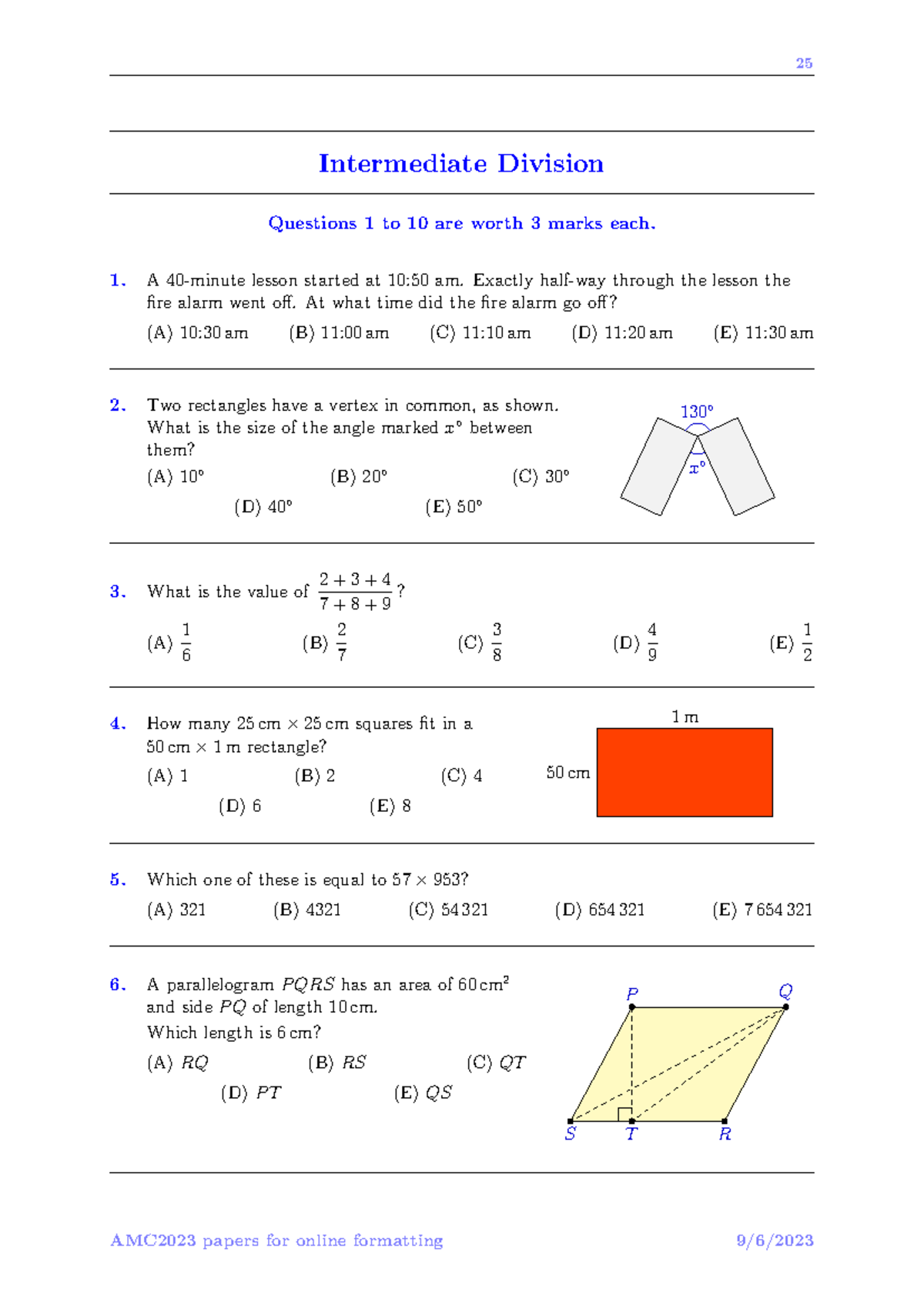 AMC Intermediate 2023: Practice Questions and Solutions - Studocu