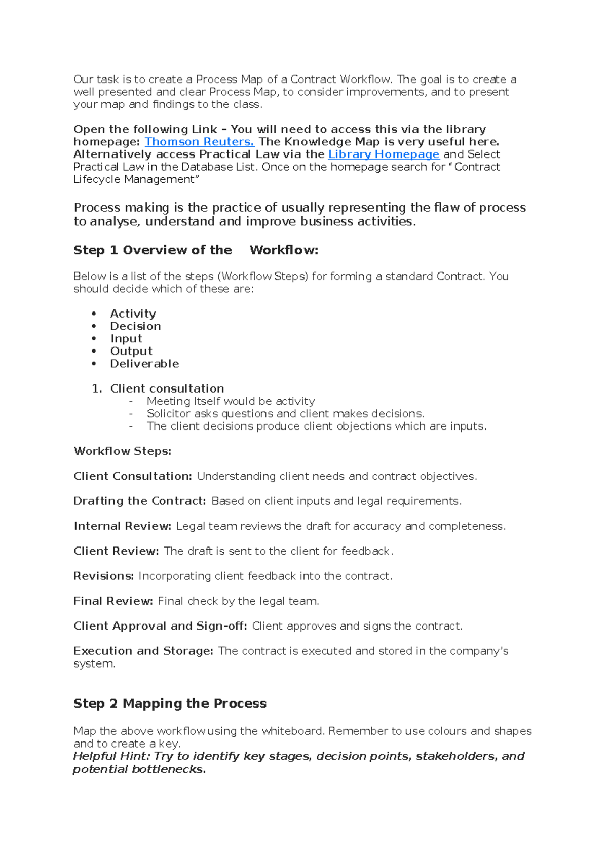 LT 2 WS 2 - Creating a Clear Contract Workflow Process Map - Studocu