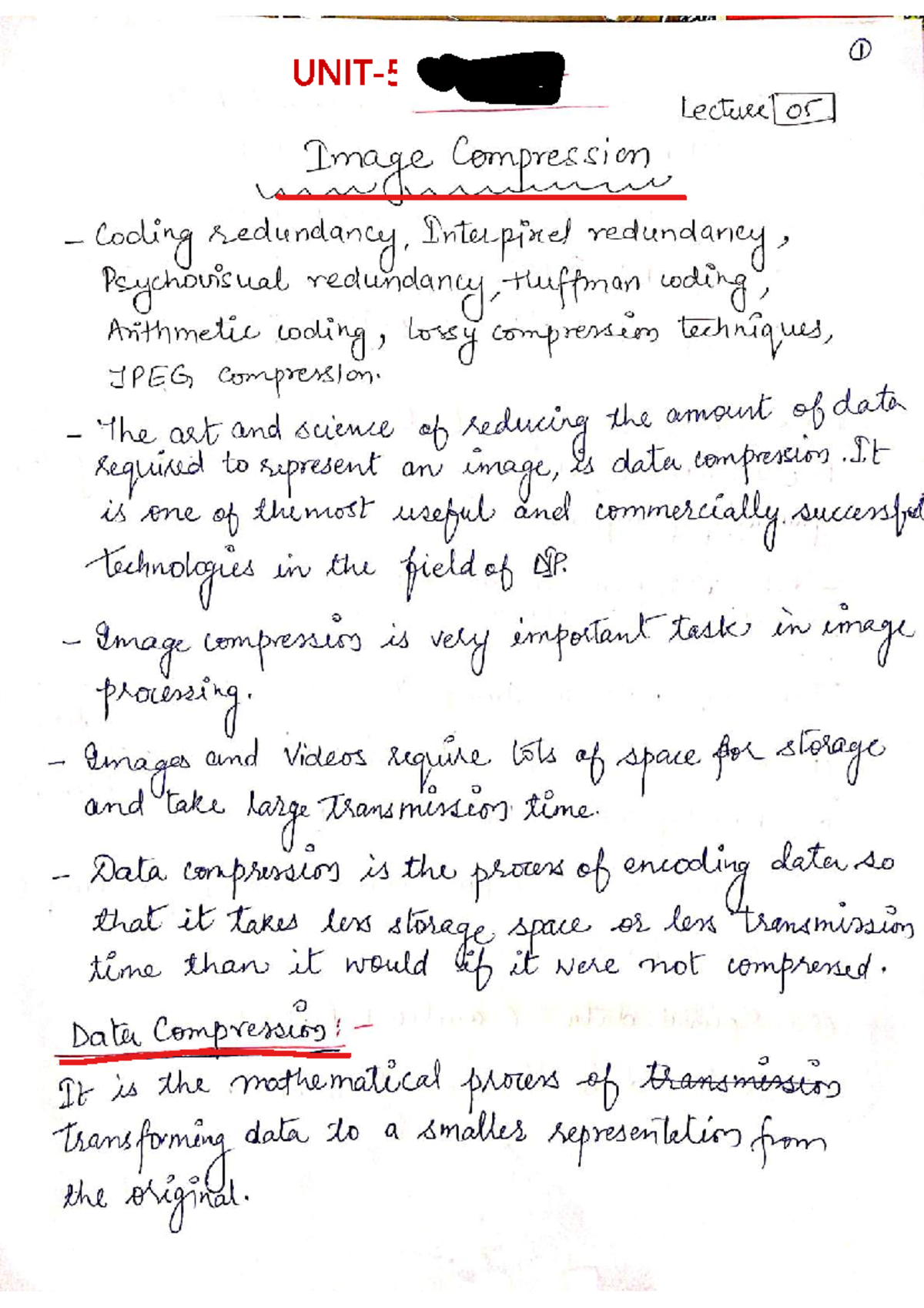 Lecture 05: Image Compression Techniques and Redundancy Analysis - Studocu