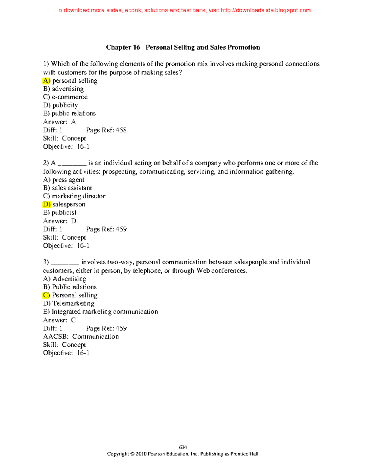 Chapter 16 - Personal Selling & Sales Promotion Test Bank - Studocu