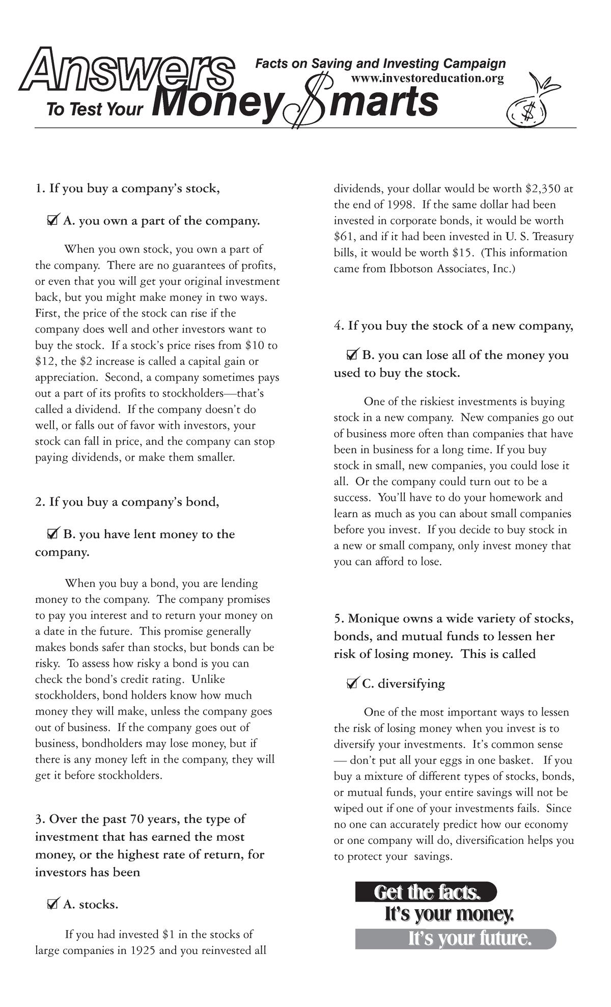 Quiz practical exam - To Test Your Money marts $ Answers ...