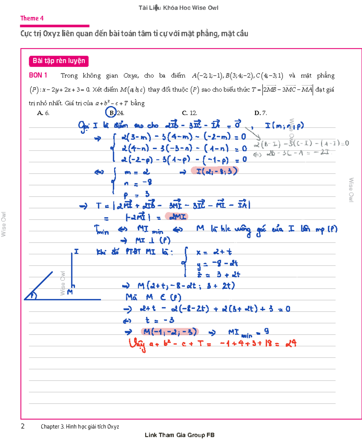 22. BTRL Theme 4 Hình. (handout) - 2 Chapter 3. Hình học giải tích Oxyz ...