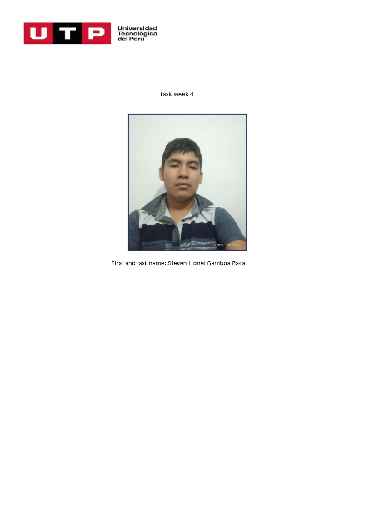 Task Week 4 - TAREA by Steven Gamboa Baca - Studocu