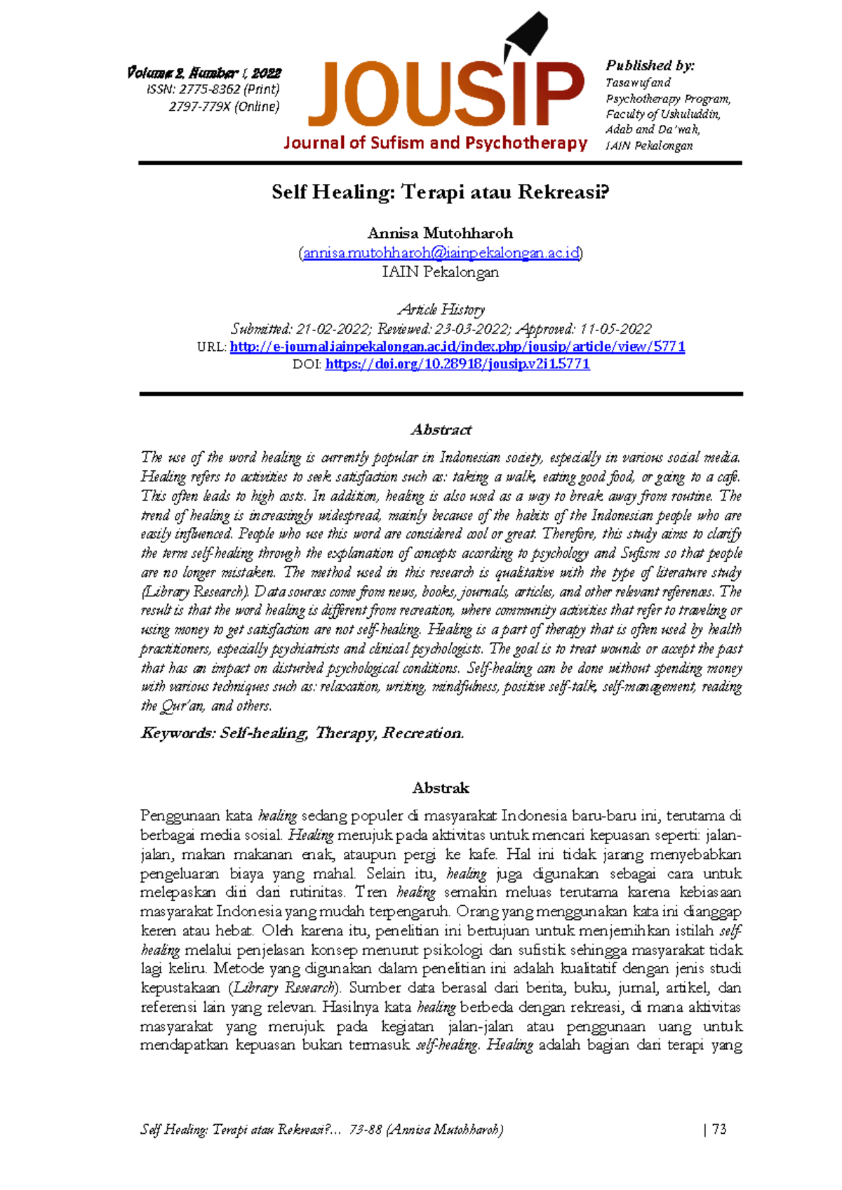 Self Healing (antara Terapi dan Rekreasi) - Self Healing: Terapi atau ...