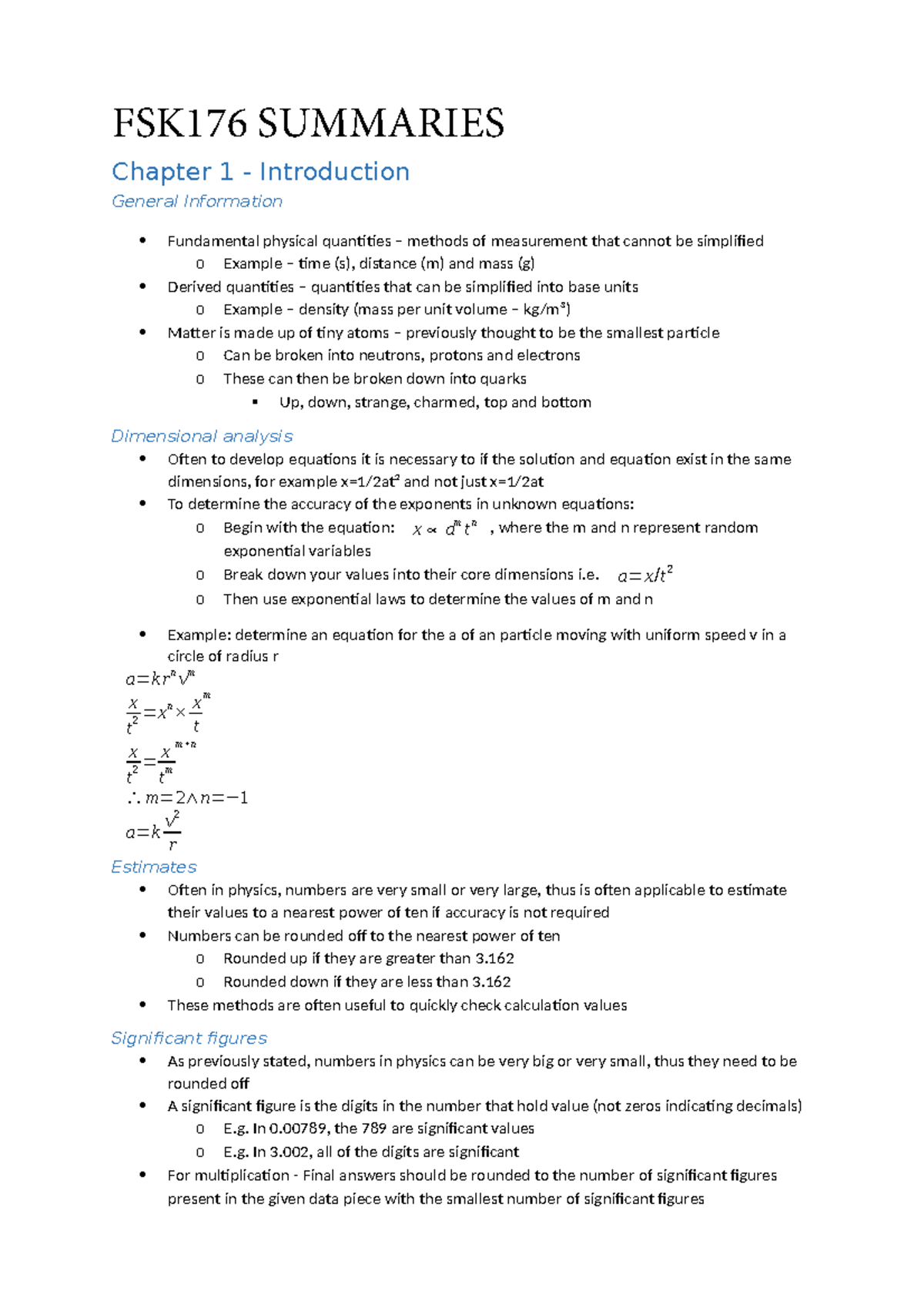 FSK176 - Chapter 1 Summary: Fundamental Quantities & Measurement ...