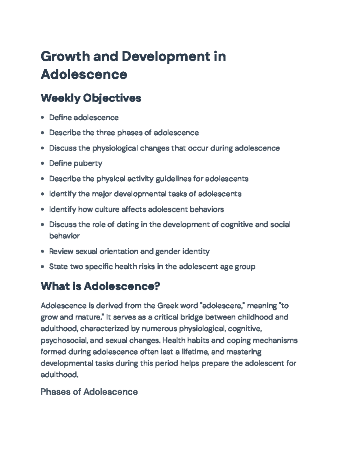 Adolescent Development: Physiology, Psychology, and Cultural Influences ...