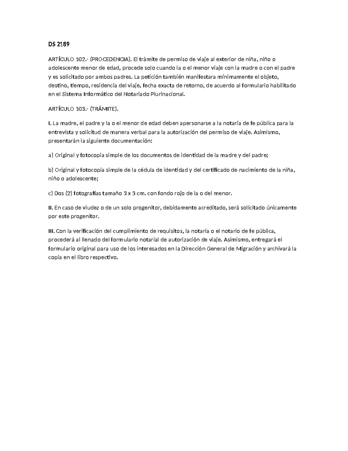 DS 2189 - Procedimiento para Permiso de Viaje de Menores - Studocu