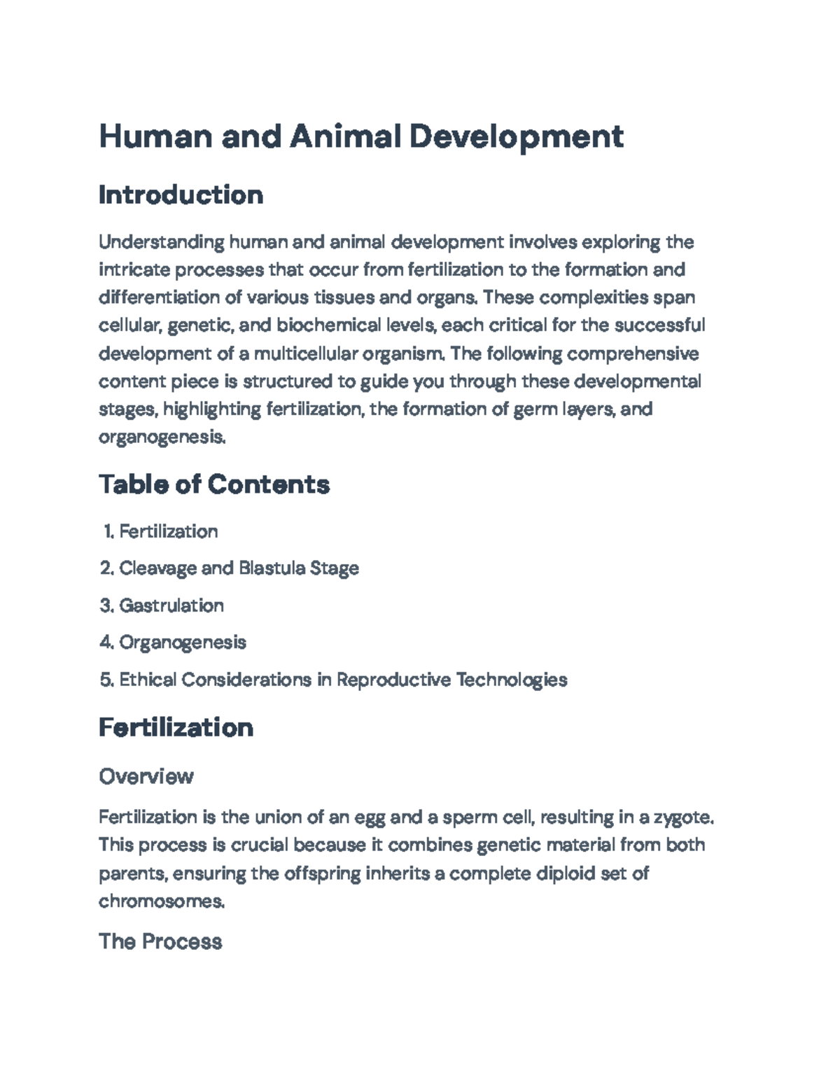 Human and Animal Development: Key Processes and Ethical Considerations ...