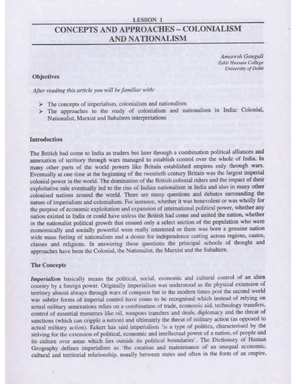 Approaches to nationalism in india - BA Honours Political Science - Studocu