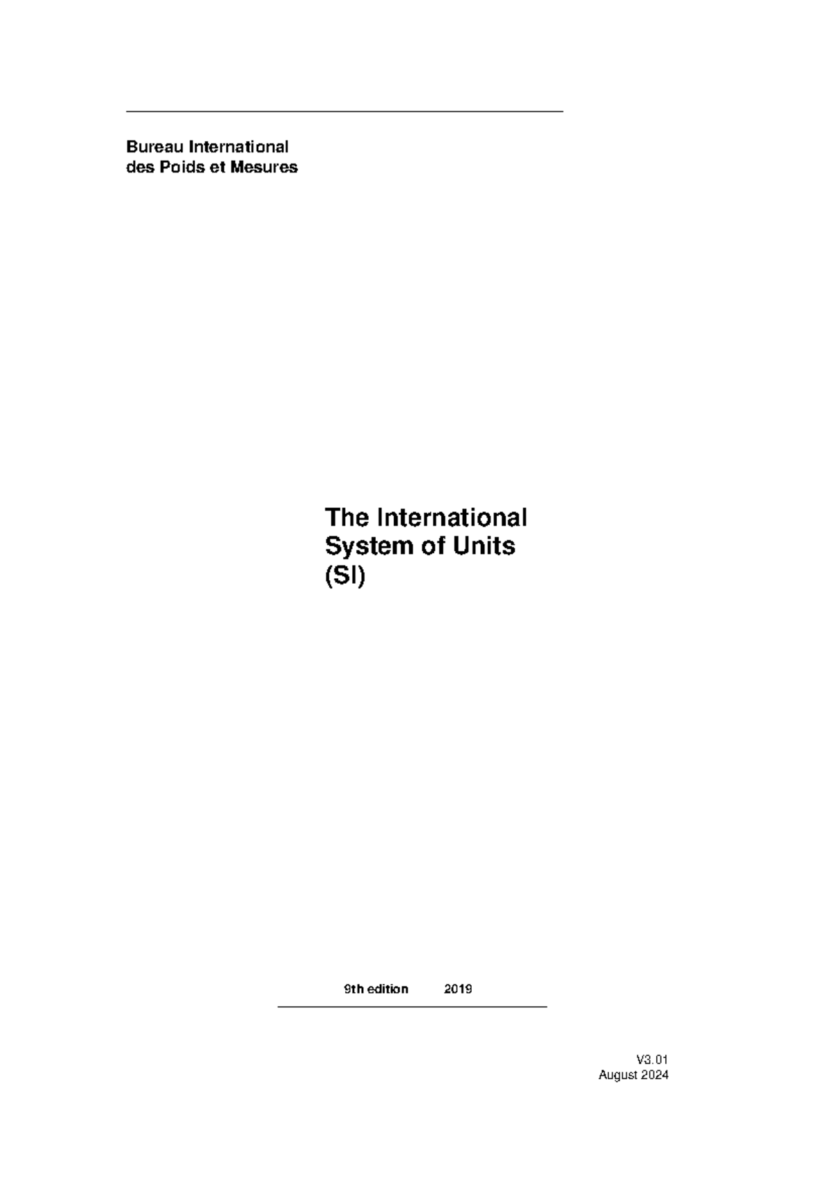 SI Brochure 9th Edition (2019) - International System of Units Overview ...