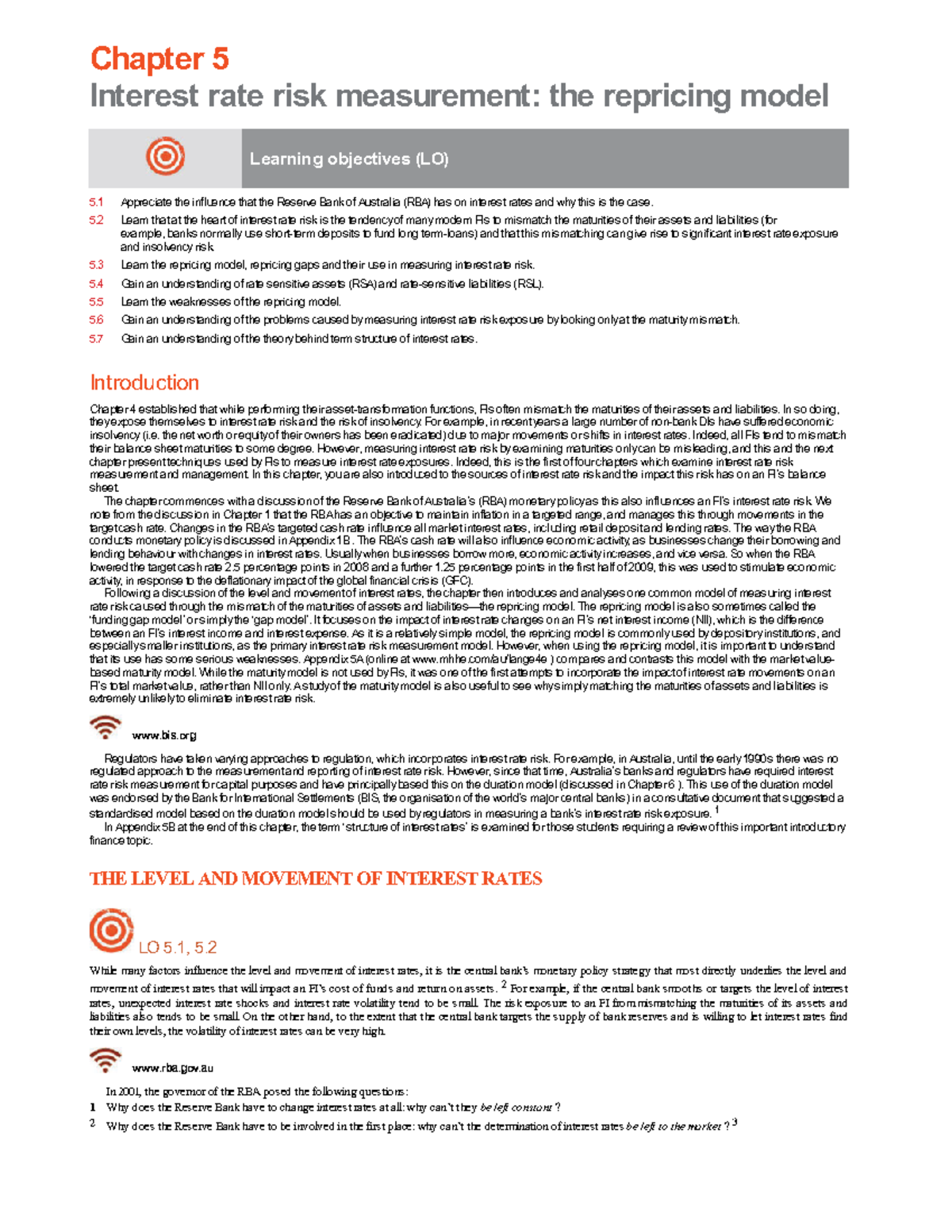 Chapter 5 Interest rate risk measurement- the repricing model