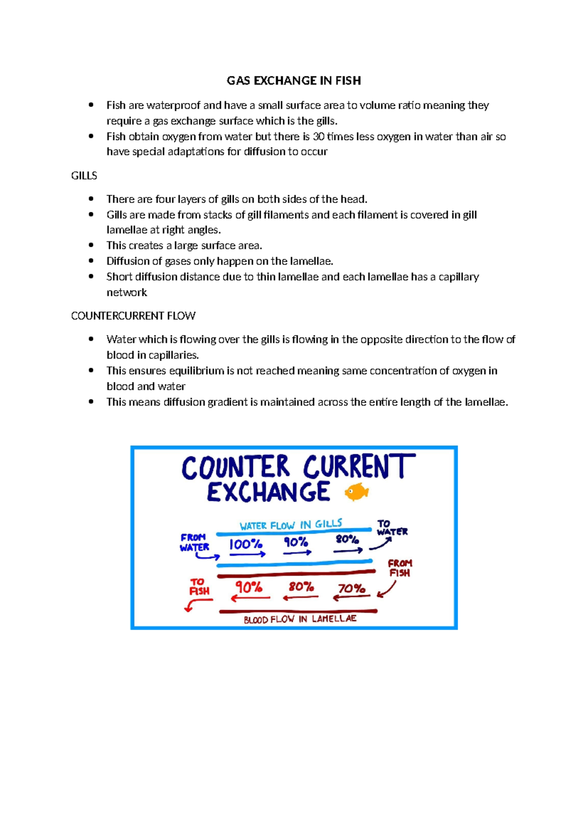 GAS Exchange in Fish: Key Concepts and Adaptations Notes - Studocu