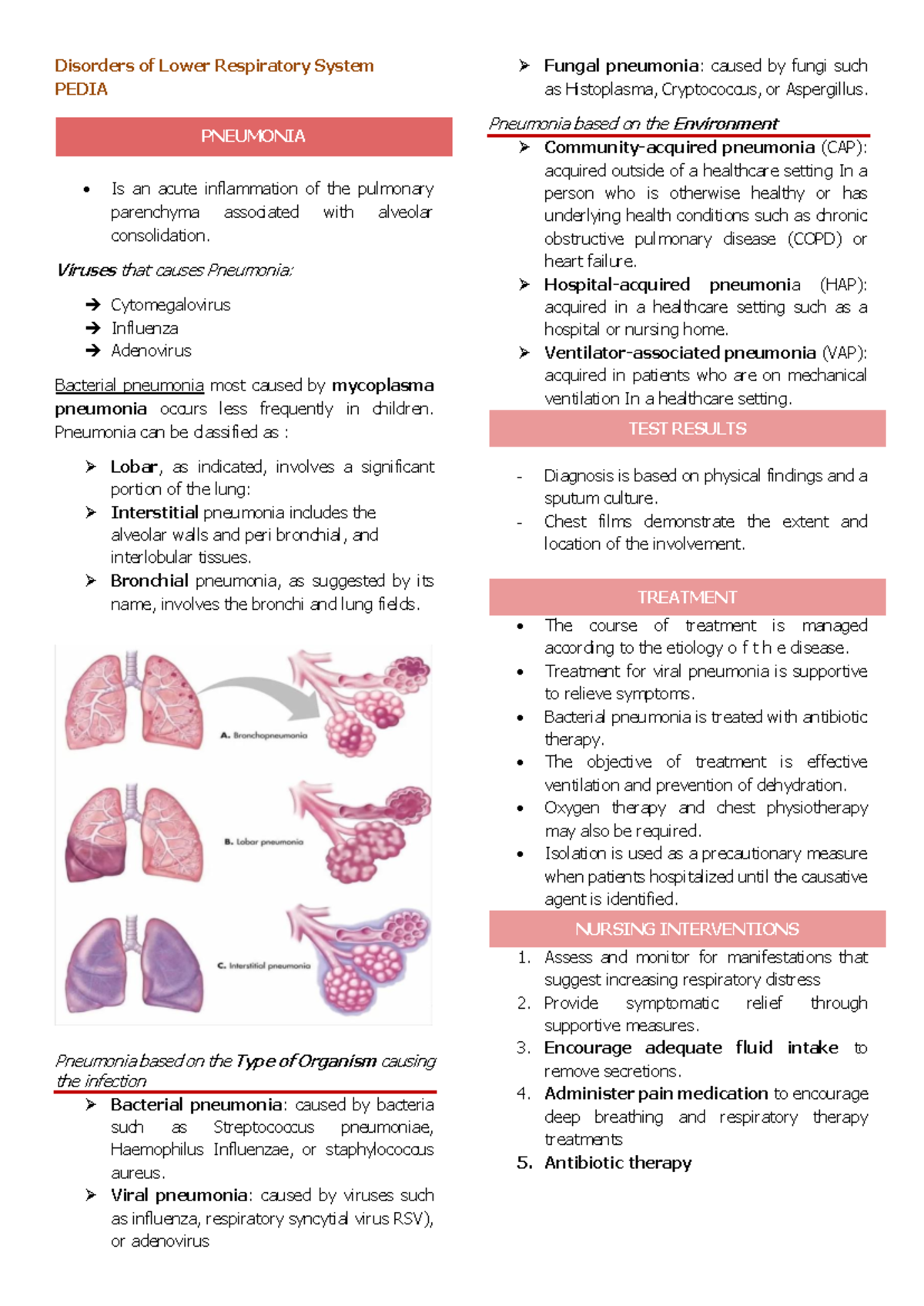 Disorders of the Lower Respiratory System: Pneumonia & RDS Overview ...
