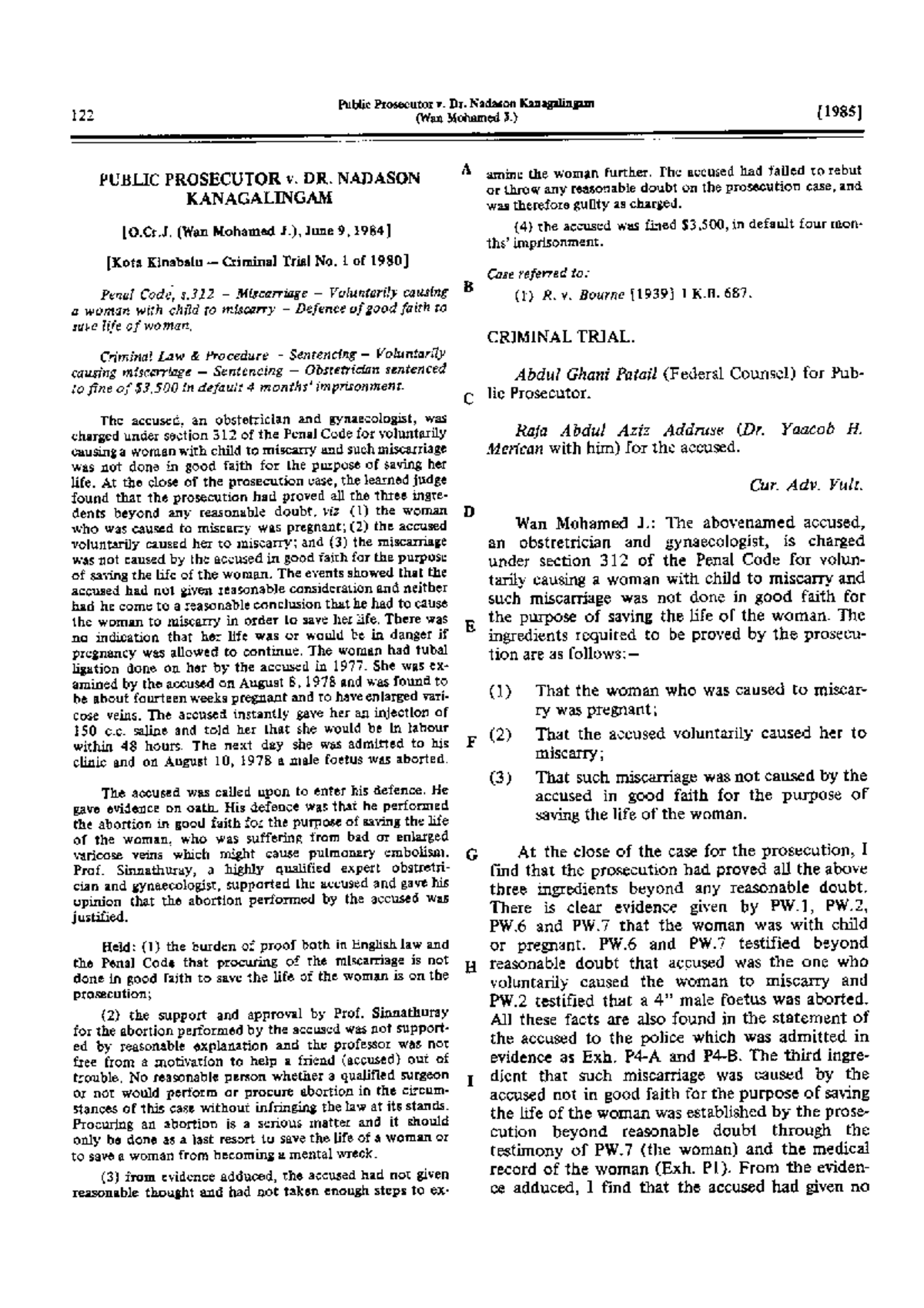 Public Prosecutor v. Dr. Nadason Kanagalingam: Case Analysis and ...