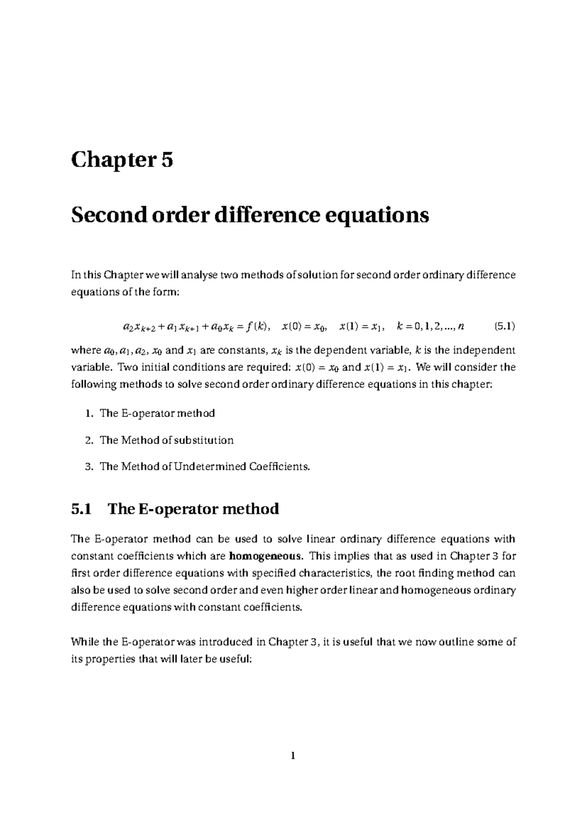 Chapter 5 Course Notes: Solving Second Order Difference Equations - Studocu