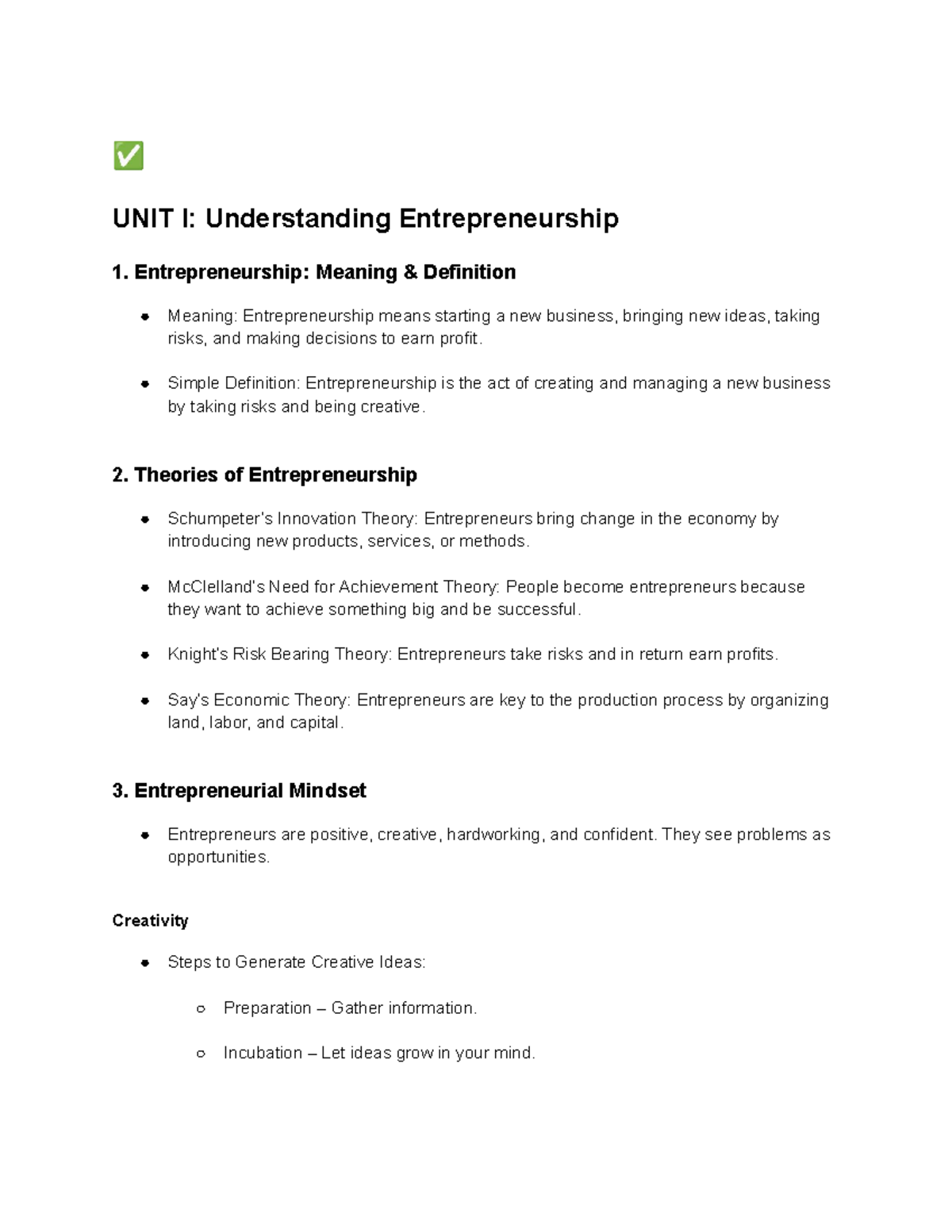 EM - Unit I: Understanding Entrepreneurship and Its Impact - Studocu