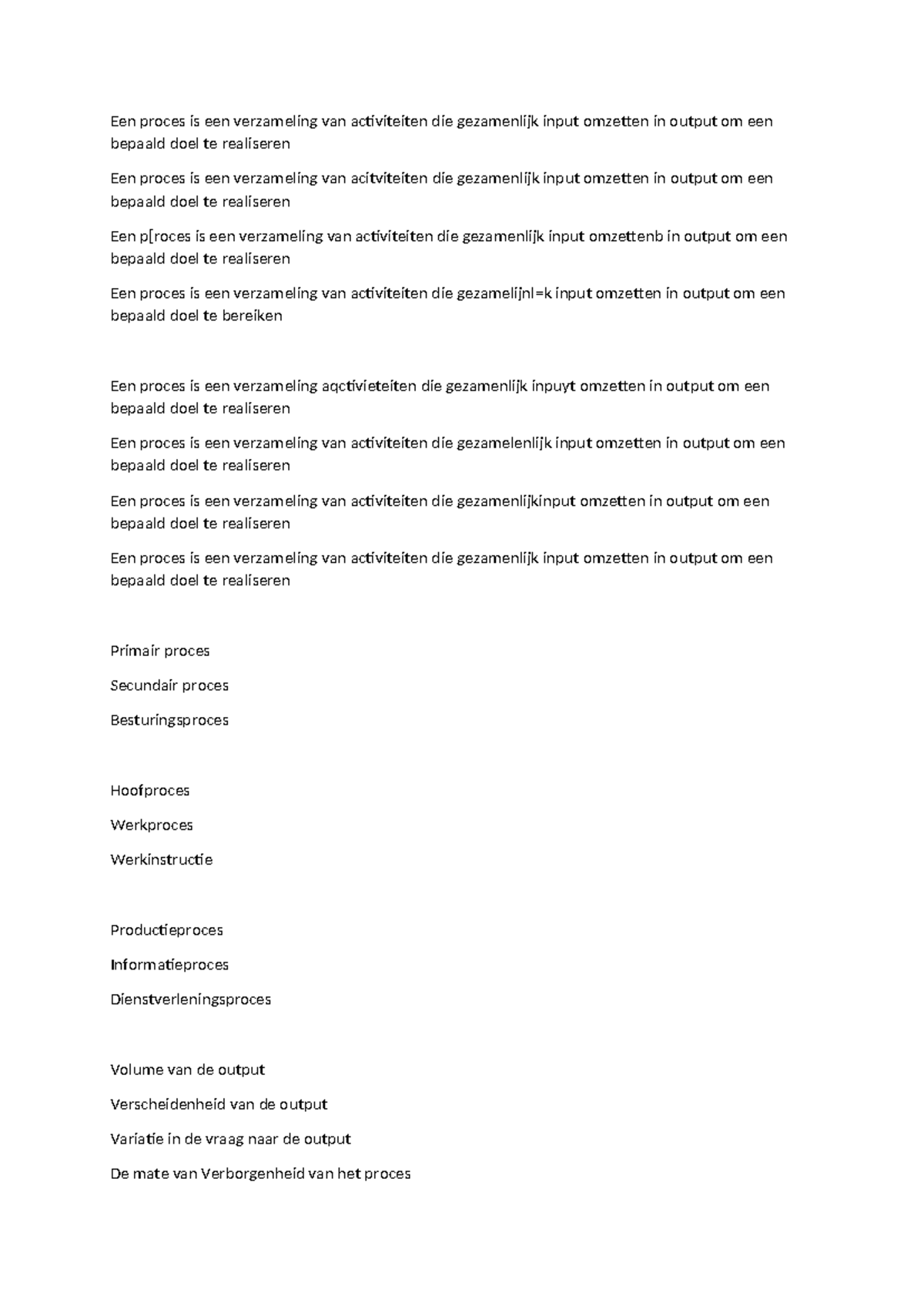 Les 1 Aantekeningen Hoofdstuk 1 Procesmanagement en Processen - Studeersnel