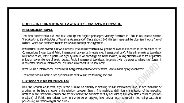 PUBLIC INTERNATIONAL LAW 101: INTRODUCTORY TOPICS AND CONCEPTS - Studocu