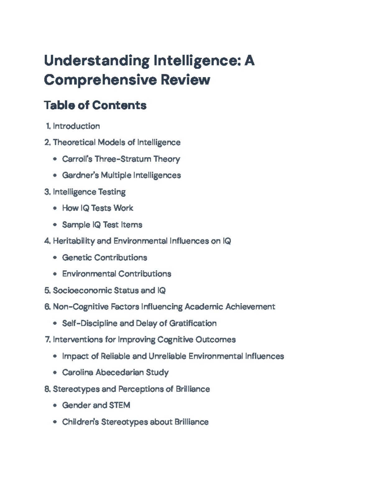 Understanding Intelligence: A Comprehensive Review (Psych 101 ...