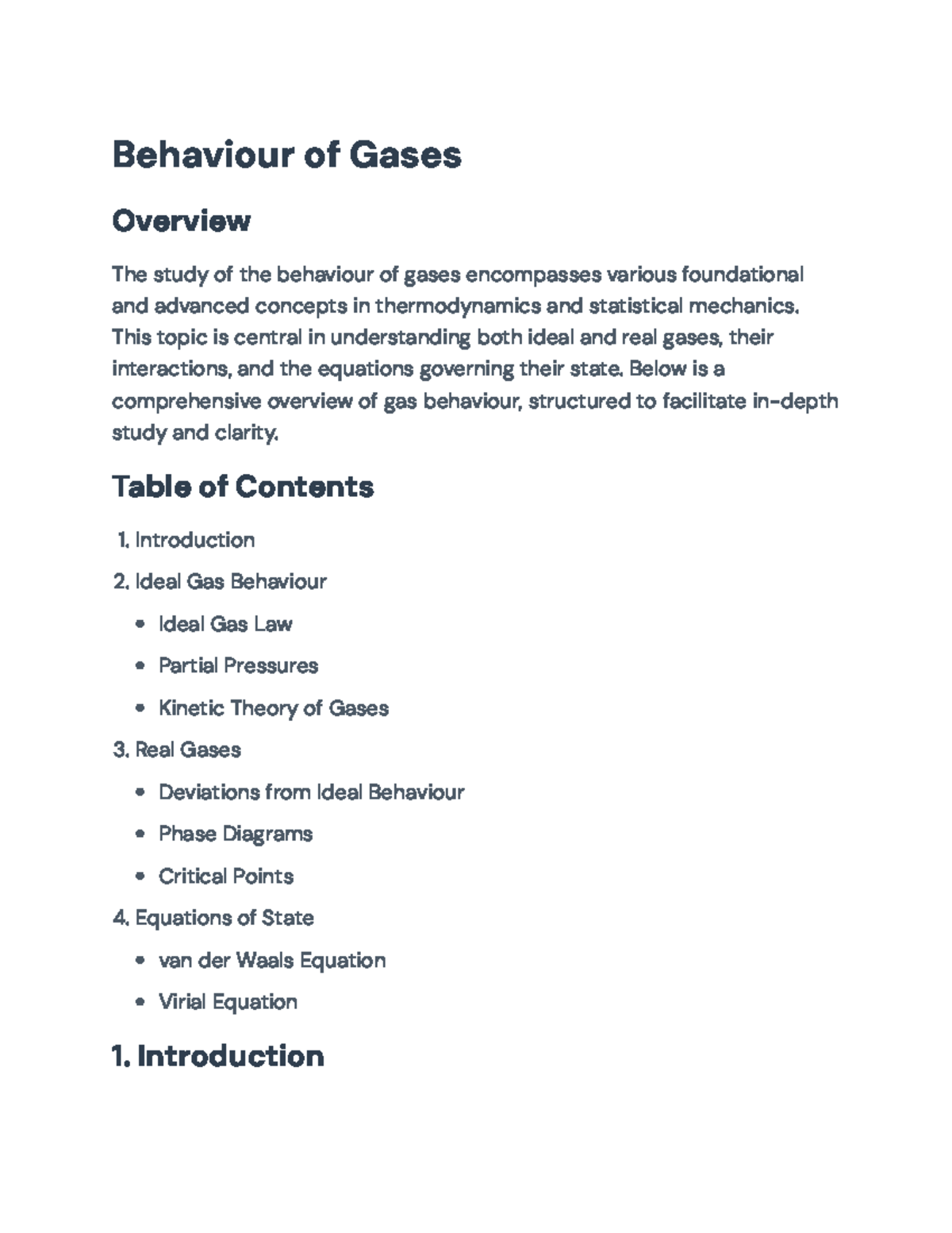 Gas Behaviour: Ideal vs Real - Overview and Key Concepts - Behaviour of ...
