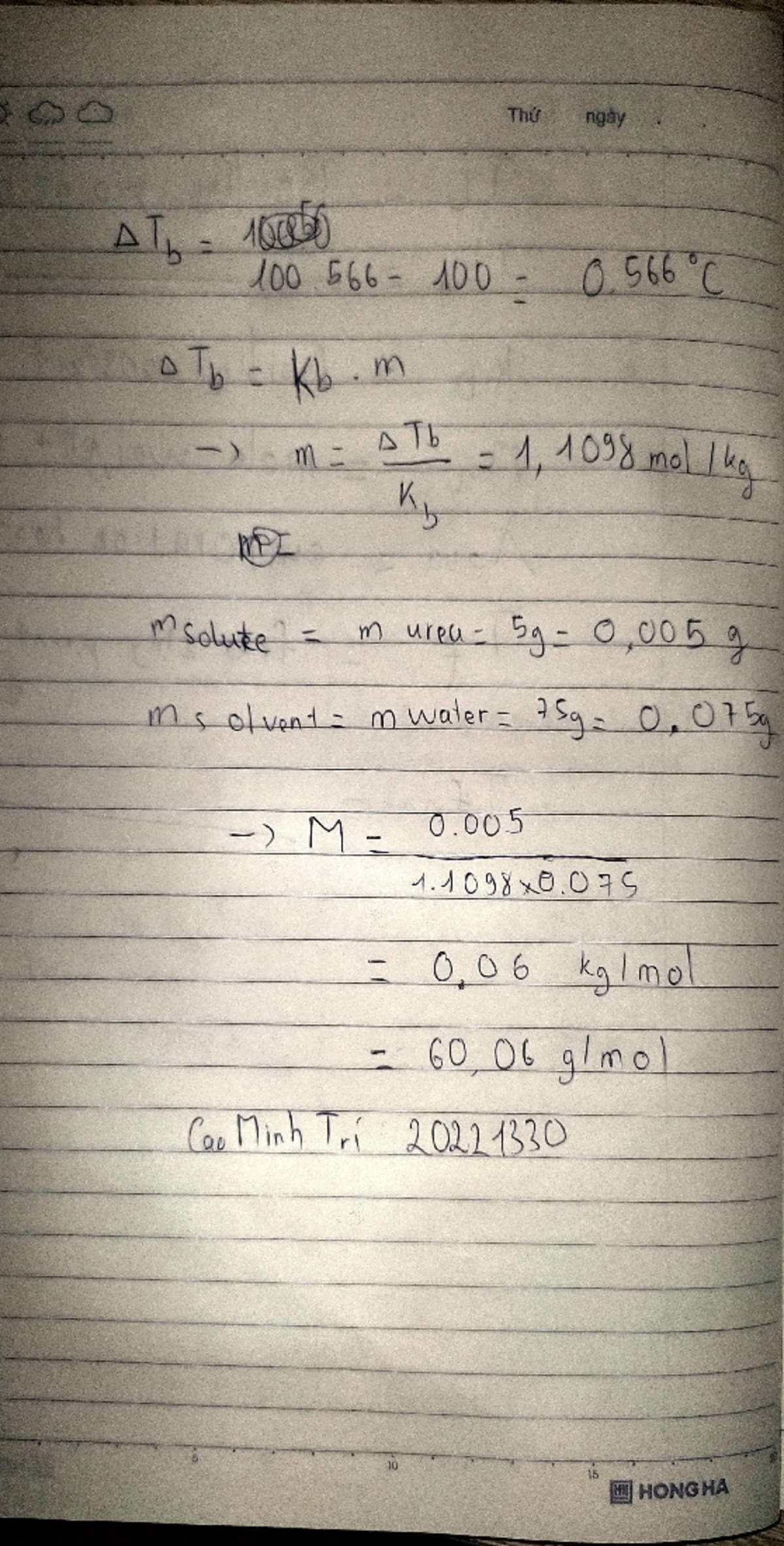 Evaluate molecular weight of urea - Physical Chemistry - mselute J00 ...